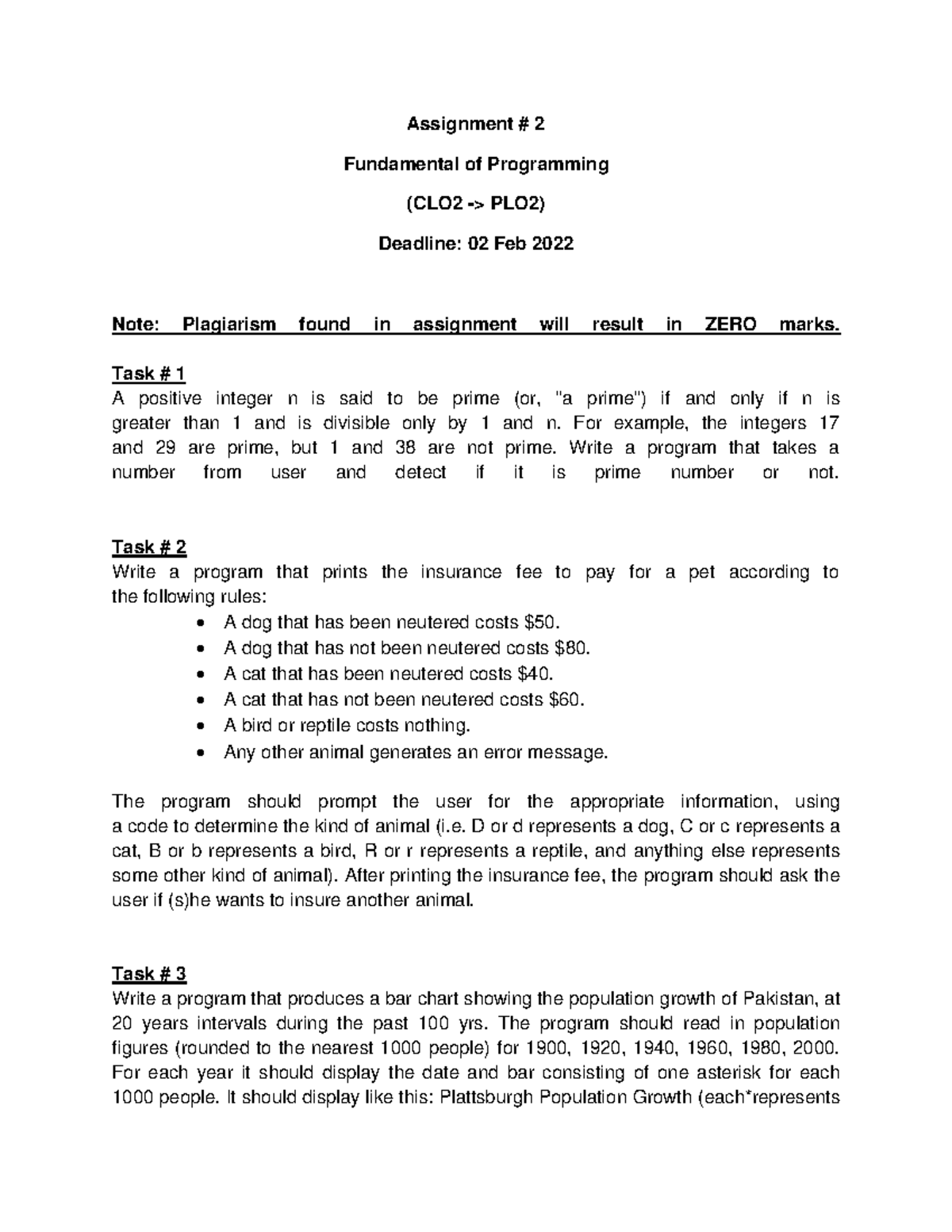 Fundamentals of Programming Assignment-2 LAB ARRAYS - Assignment # 2 ...