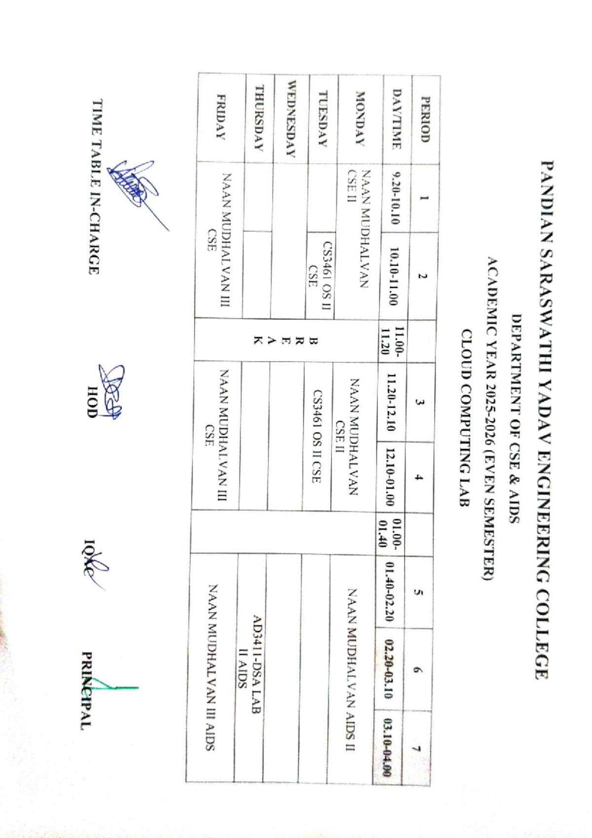 CSE II Cloud Computing Lab Timetable (CS3461) - Even Semester - Studocu