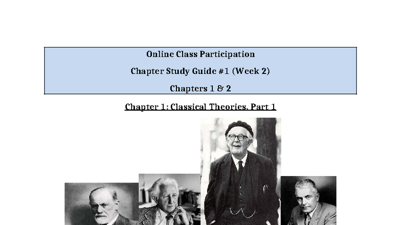 CADV 352 Week 2 Chapter Study Guide: Classical Theories & Development ...