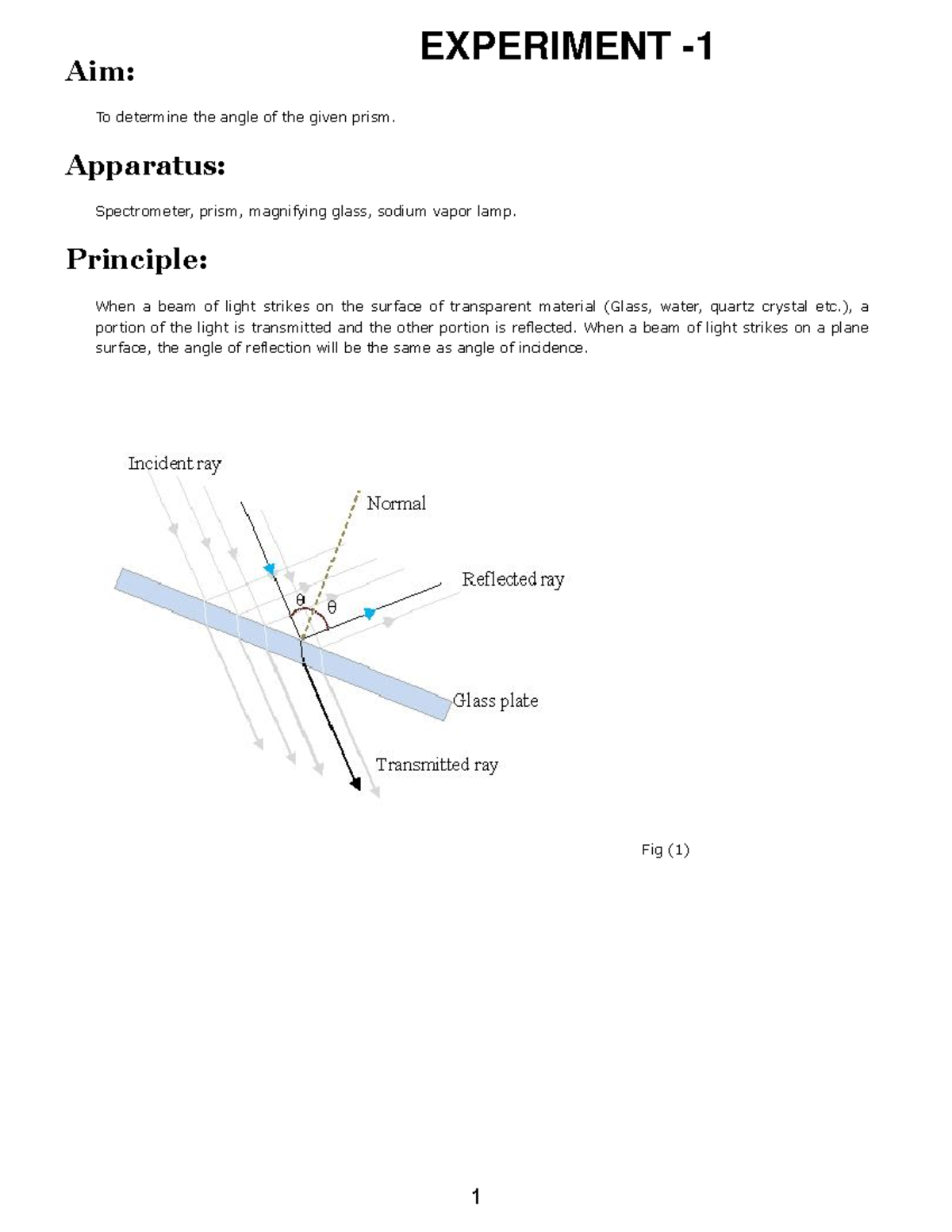 Optics Virtual Lab: Angle of Prism & Diffraction Grating (PS) - Studocu