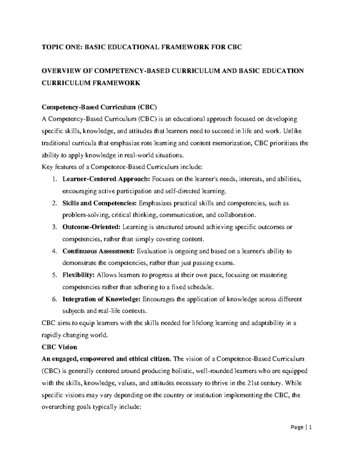 Fundamentals of Competency-Based Education (CBE) Analysis - Studocu