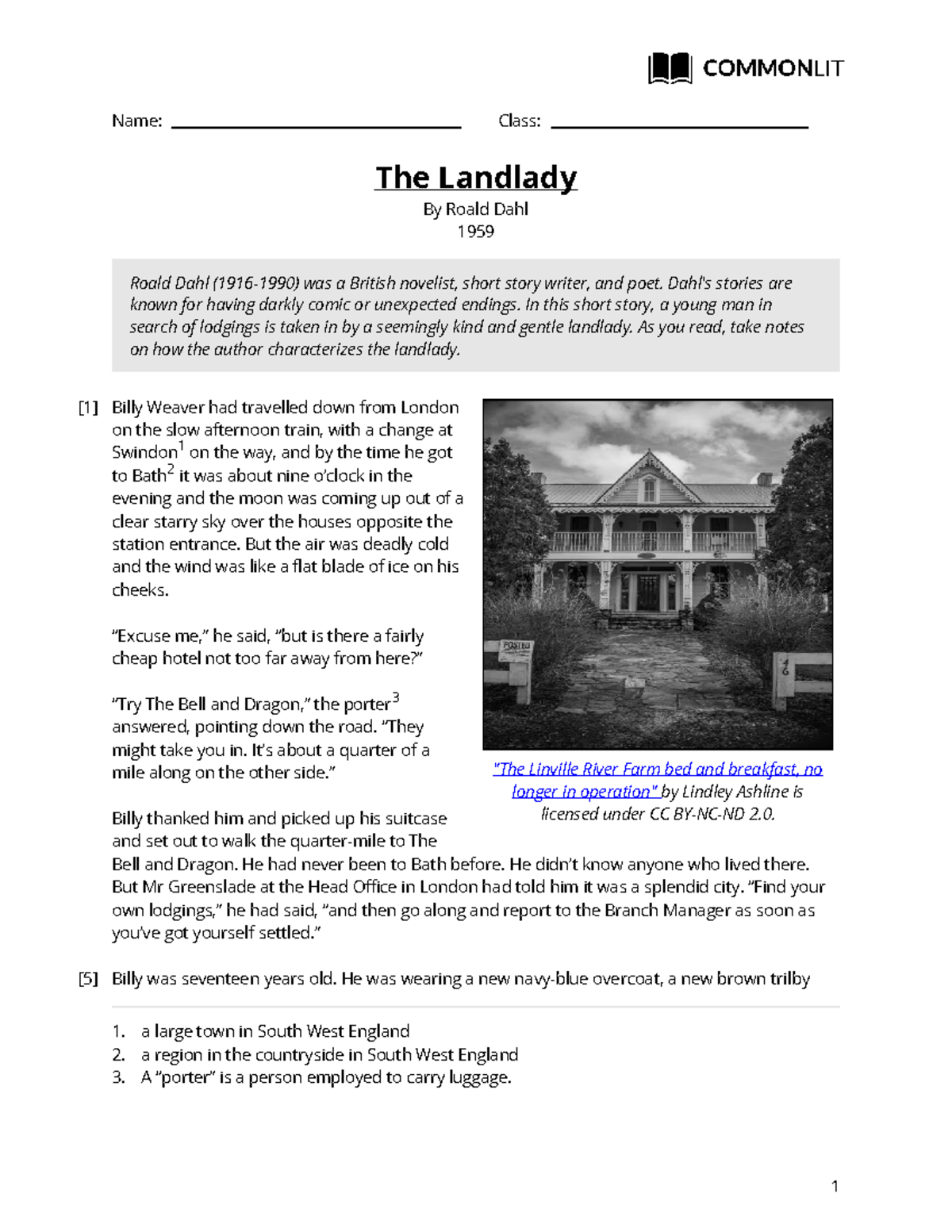 The Landlady: Analysis and Discussion Questions - Pearson My ...