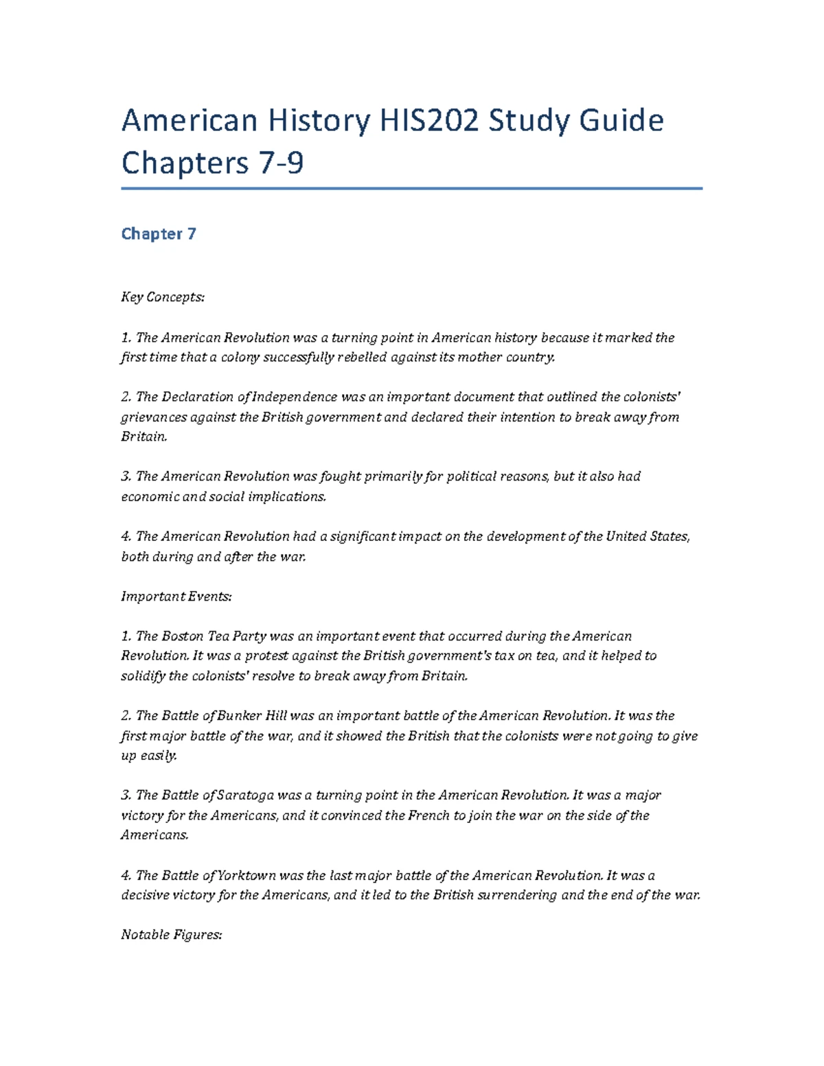 American History HIS202 Study Guide Chapters 28-30 - American History ...