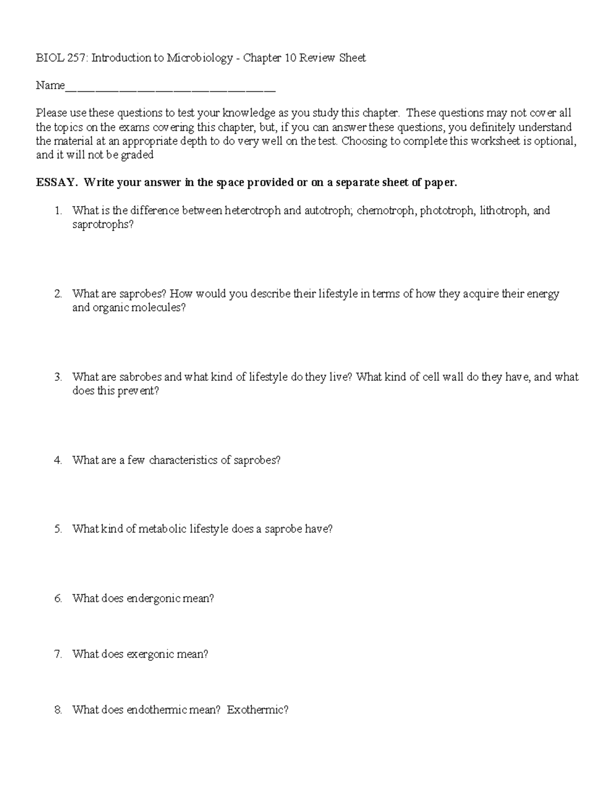 BIOL 257: Microbiology Chapter 10 Study Guide & Review Questions - Studocu