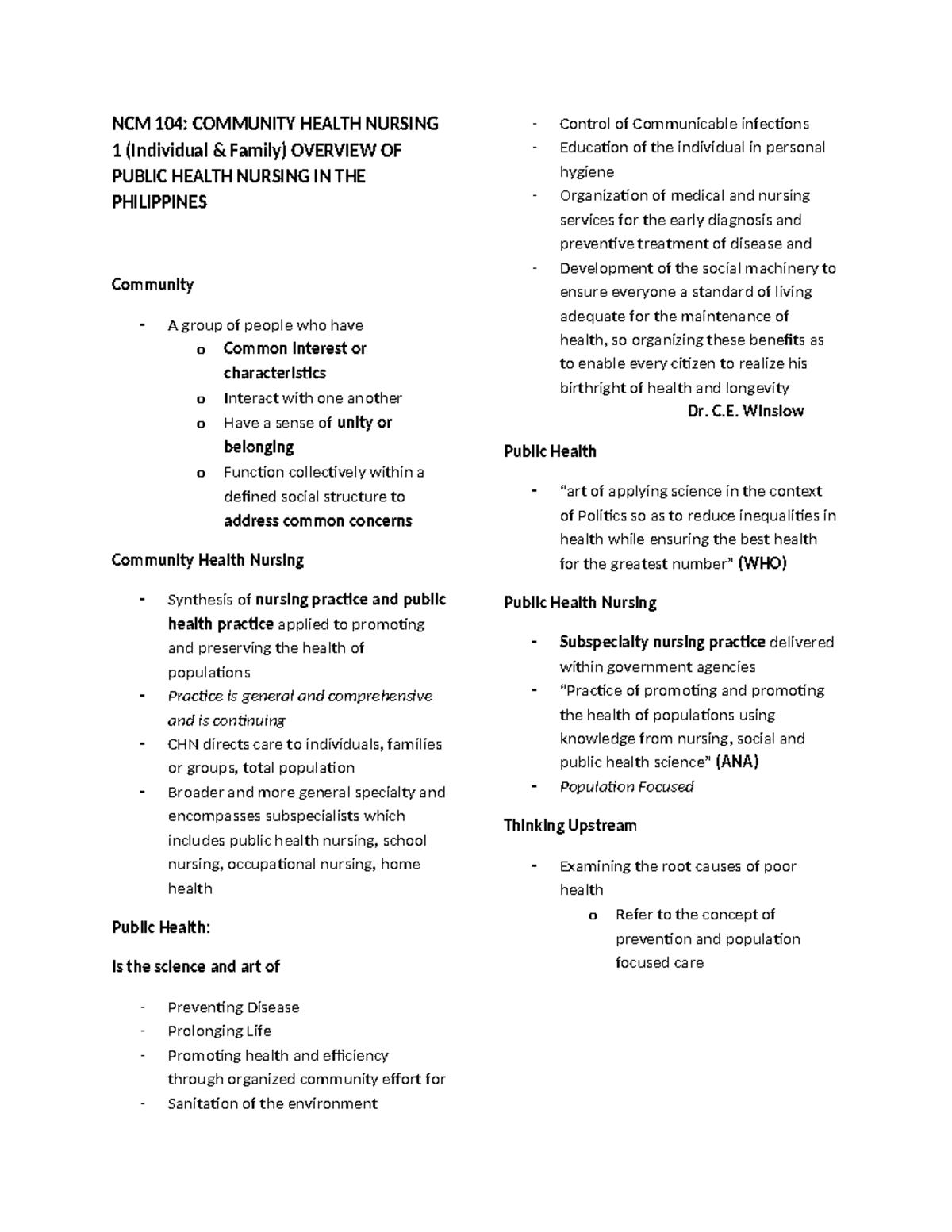 Overview OF Public Health Nursing IN THE Philippines - NCM 104 ...