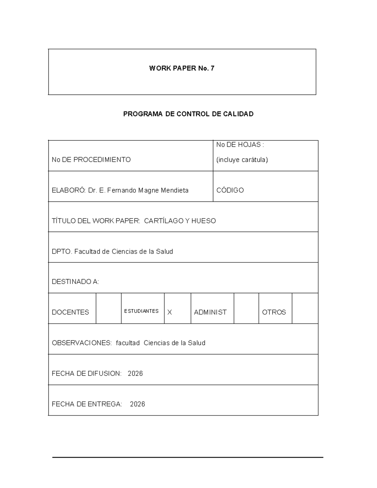 WORK PAPER No. 7: Cartílago y Hueso en Ciencias de la Salud - Studocu