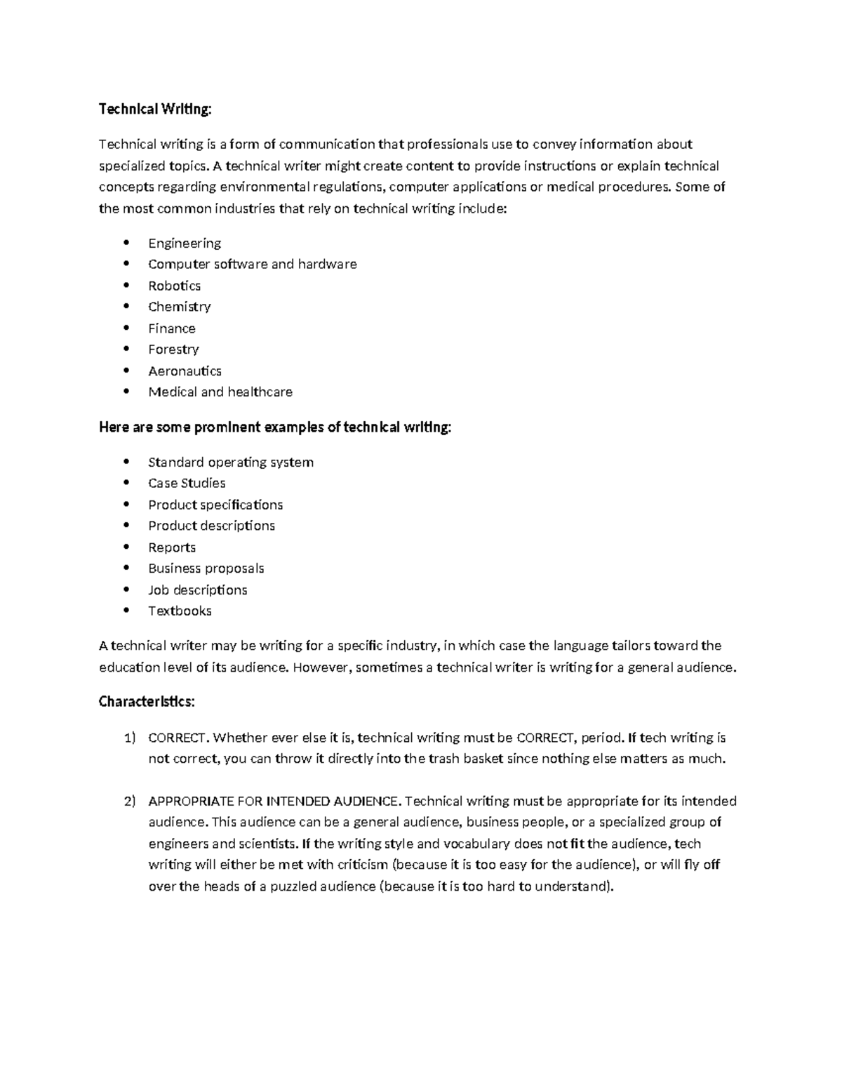 Technical Writing: Key Concepts and Characteristics - ENG 101 Notes ...