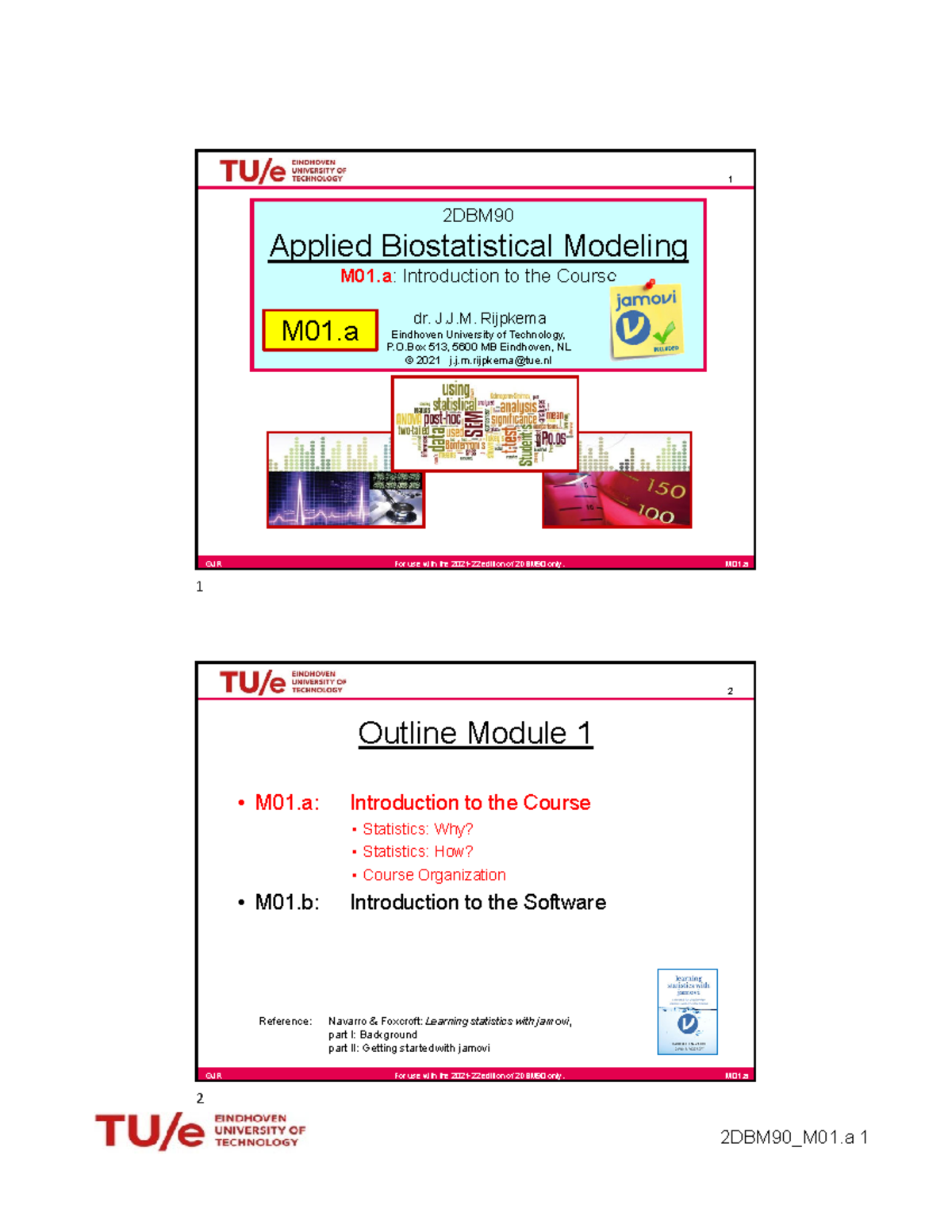 2DBM90 M01 Introductory Notes on Applied Biostatistical Modeling ...