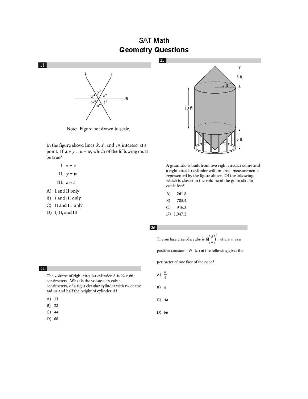 SAT Math - Key Geometry Questions Overview - Studocu