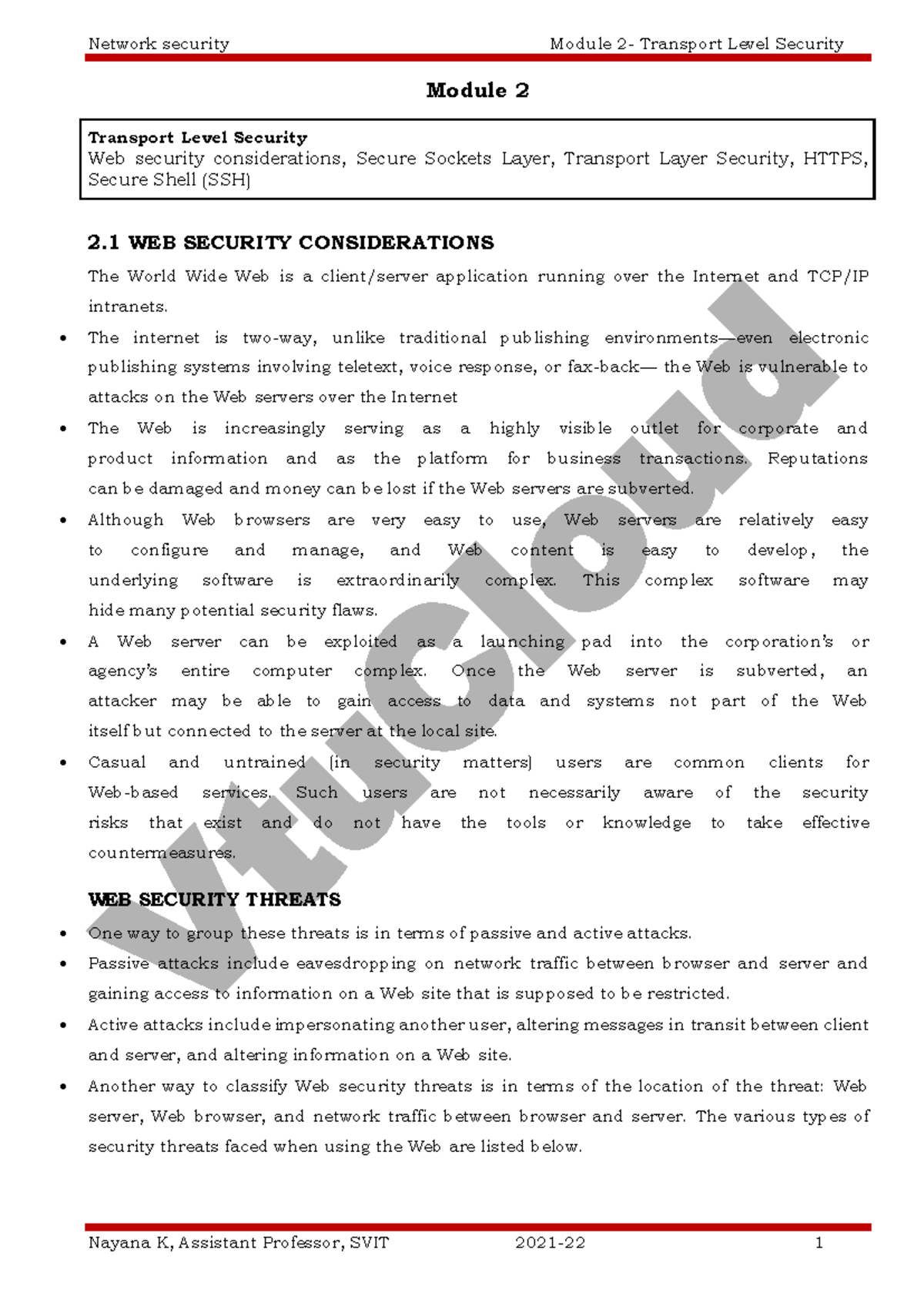 Network Security Module 2: Transport Layer Security Overview - Studocu