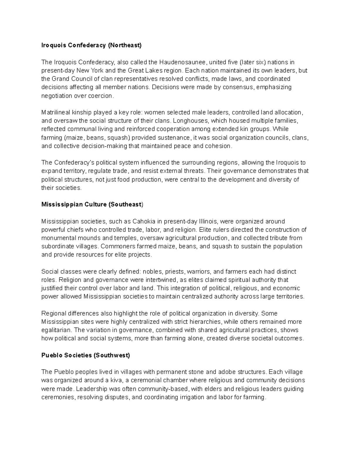 Political and Social Org. of Pre-Columbian Native Peoples - Studocu