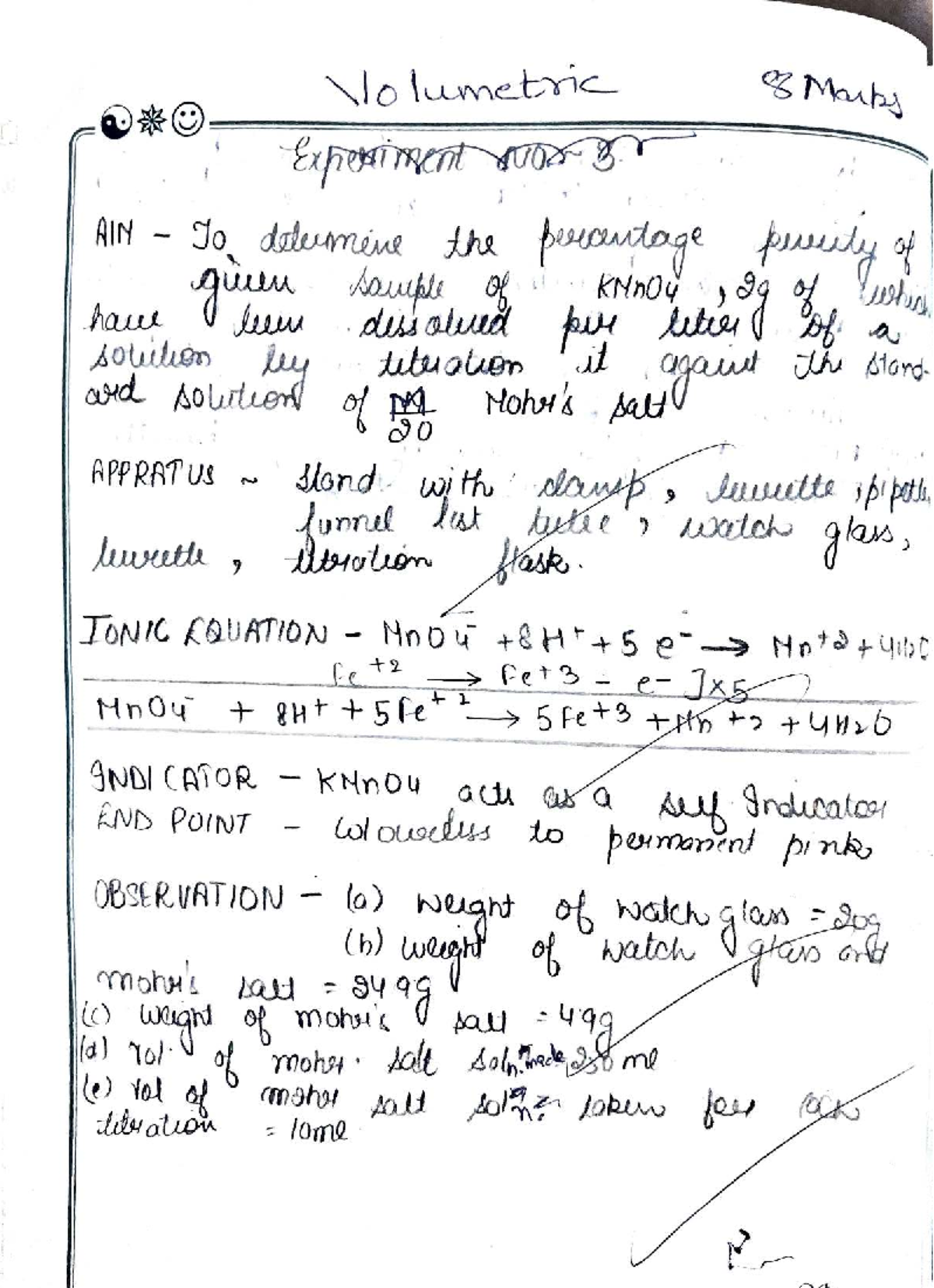 Practical Experiment No. 3: Determining Percentage Dissolved of KMnO4 ...