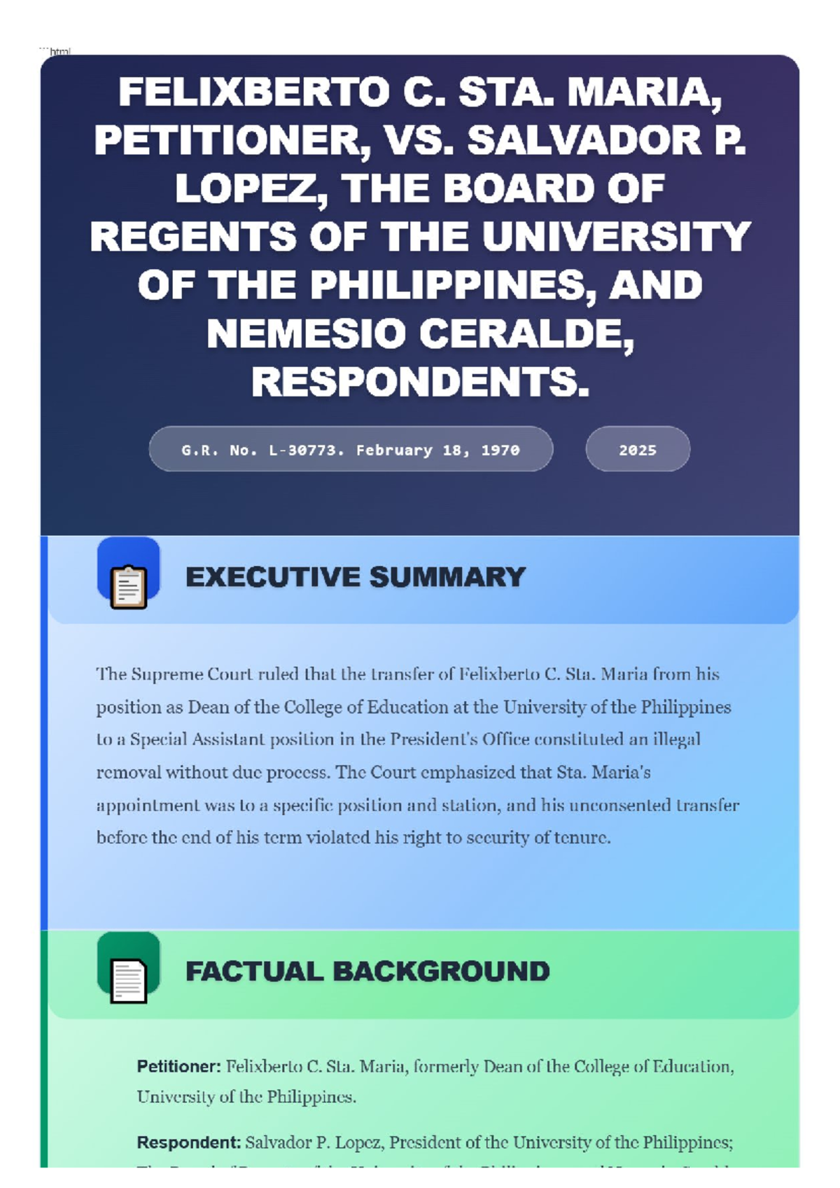 G.R. No. L-30773 Case Brief: Sta. Maria vs. Lopez (1970) - Studocu