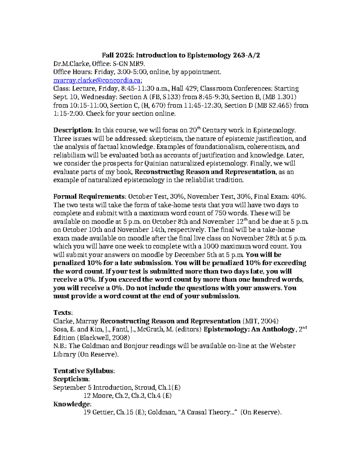 Fall 2025: Lecture Notes for Introduction to Epistemology - Studocu