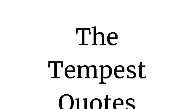 The Tempest Quotes Analysis: Key Insights from Acts 1-5 - Studocu