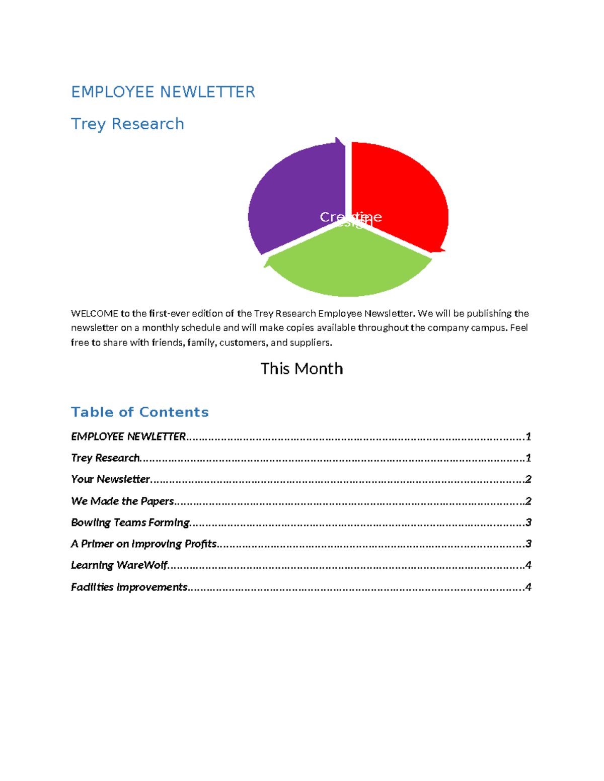 Trey Research Employee Newsletter - Monthly Edition - Studocu