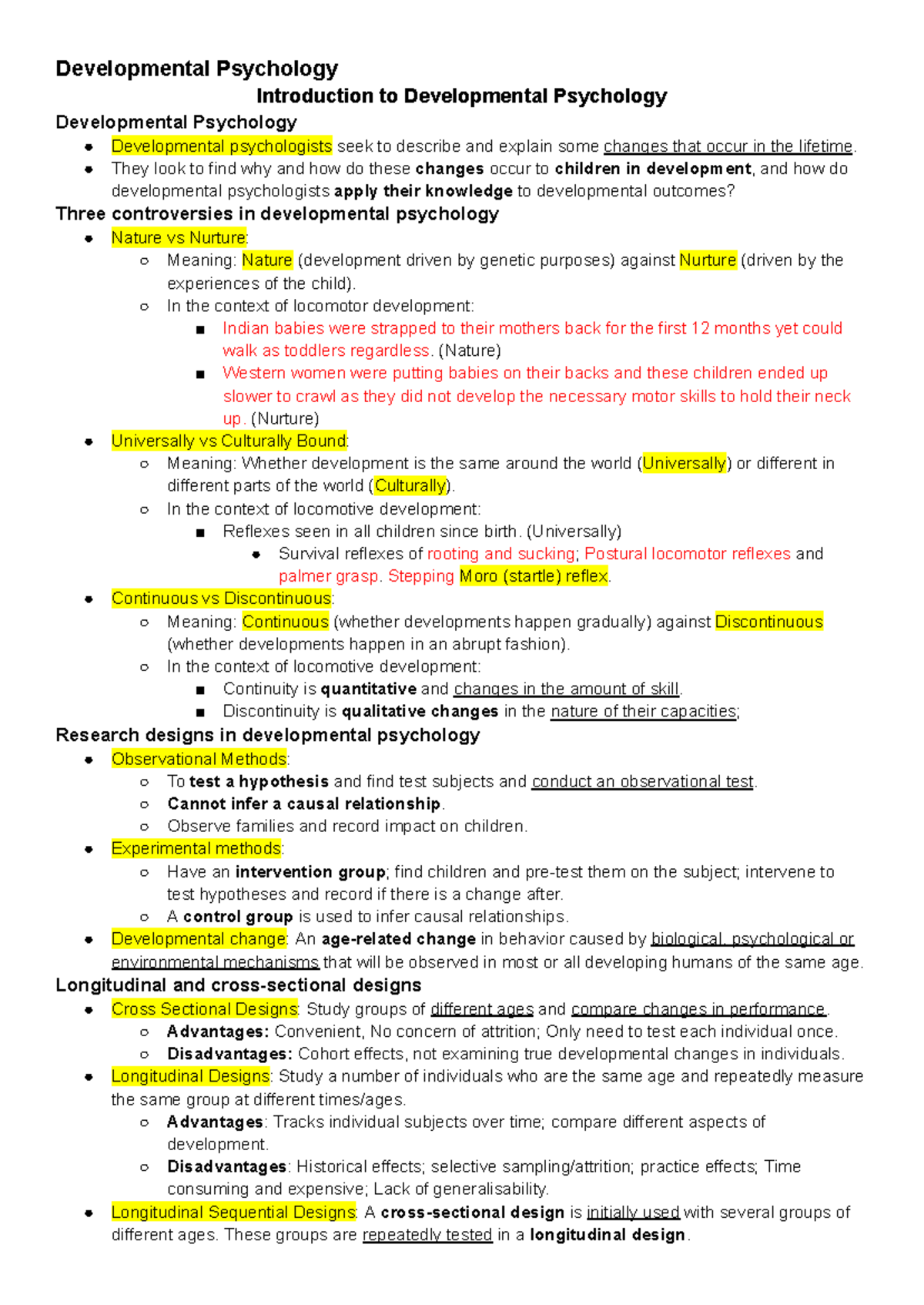 Social and Developmental Psychology - Revision Notes - Developmental ...