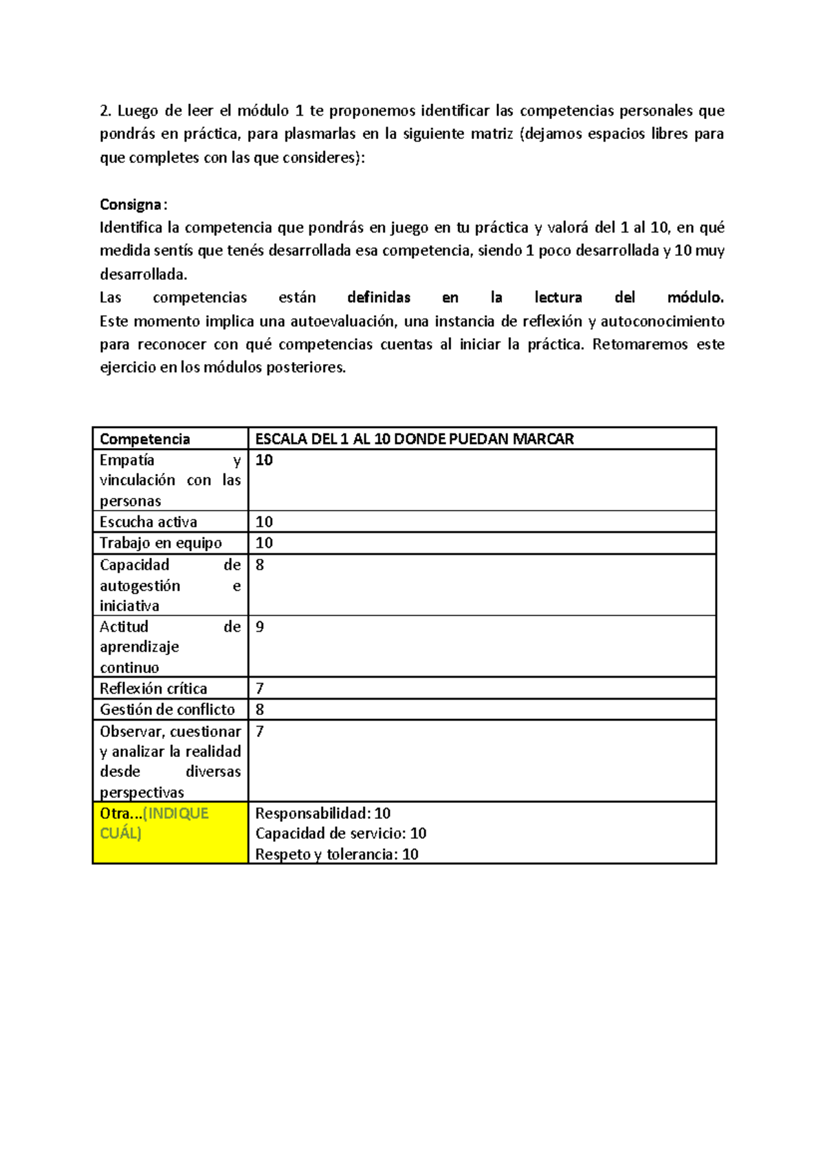 TP1 - Autoevaluación de Competencias Personales en Práctica - Studocu