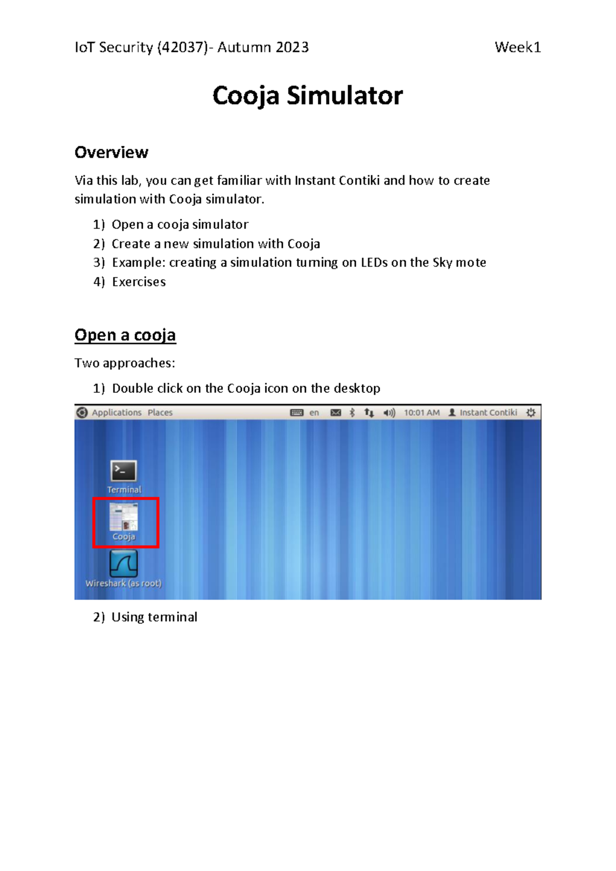 Lab1 Instructions - Getting Started with Cooja Simulator - Studocu