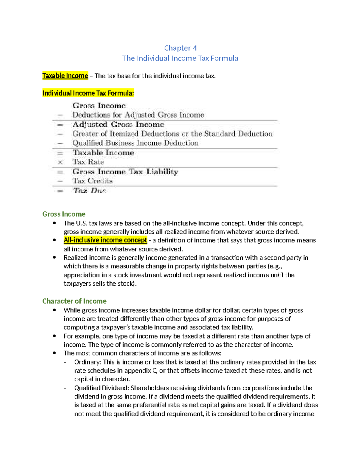 Chapter 4: The Individual Income Tax Formula Explained - Studocu
