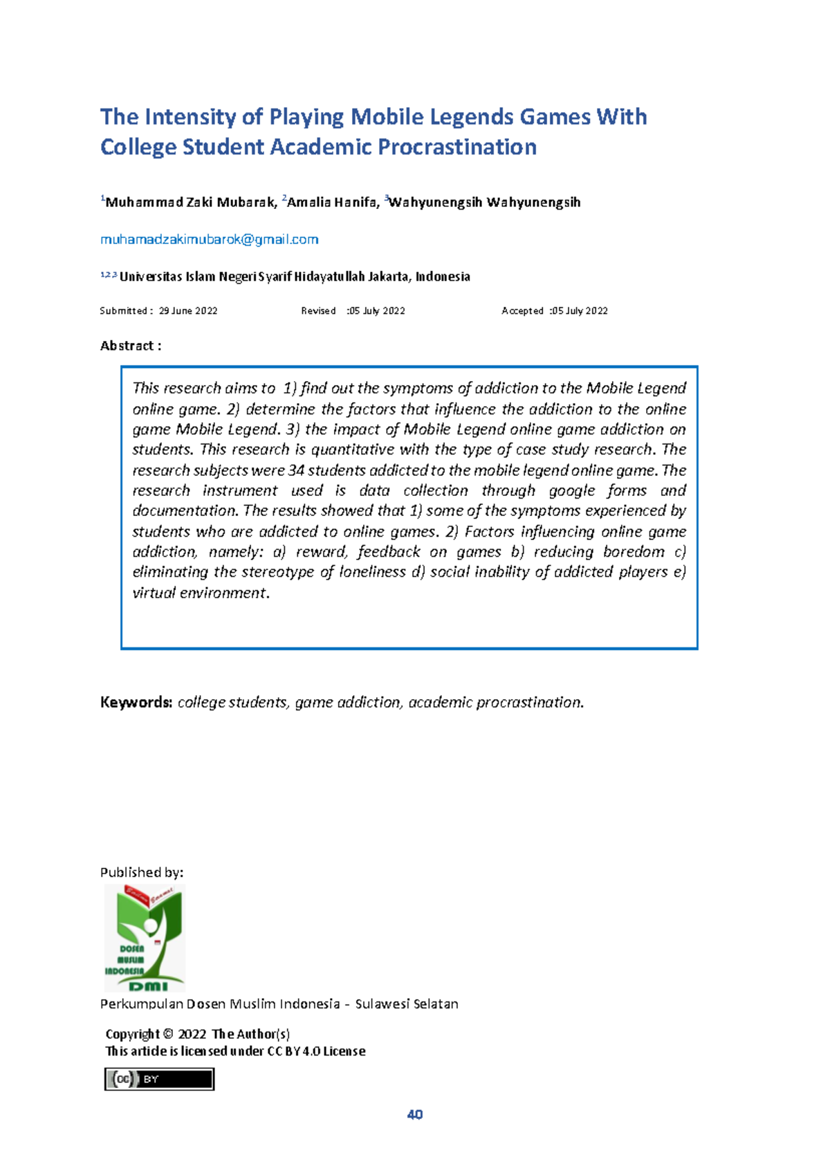 The Impact of Mobile Legends Gaming on Academic Procrastination Among ...