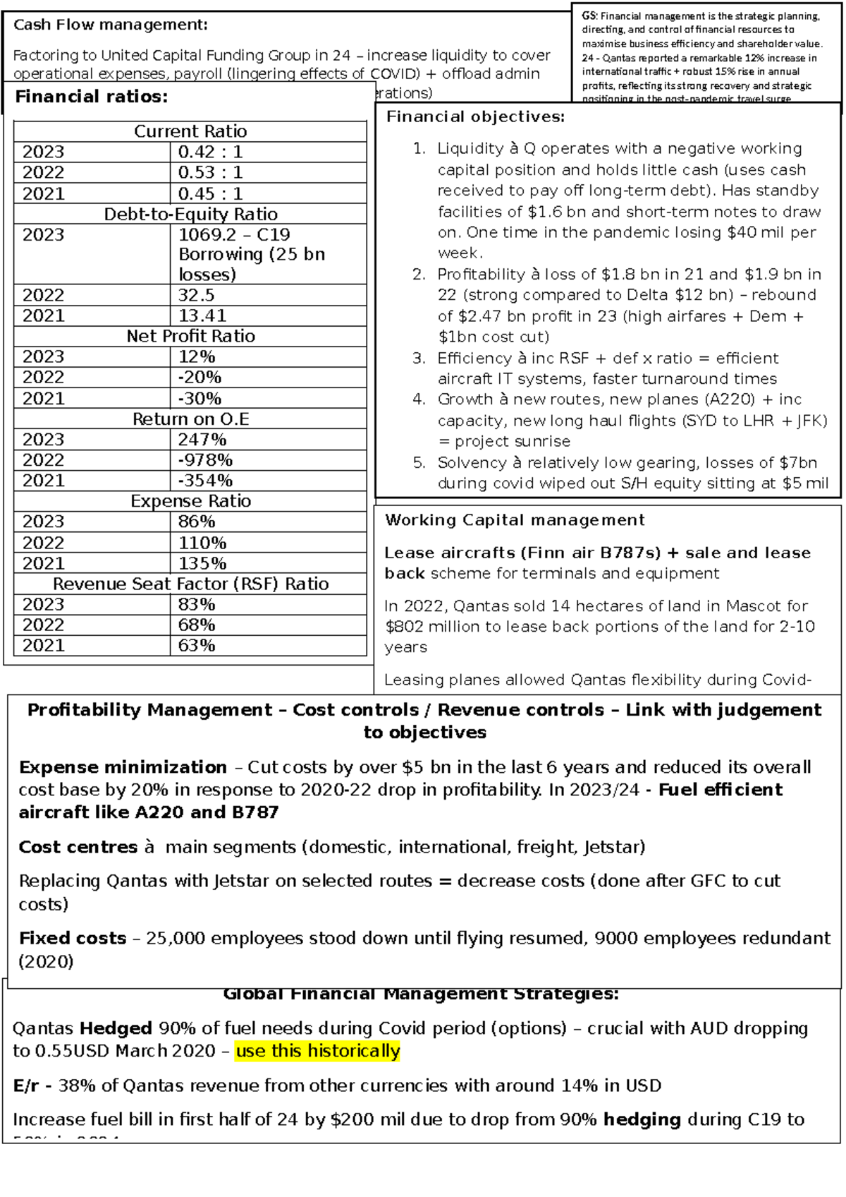 AC - Finance Stat Sheet: Cash Flow Management & Qantas Recovery ...