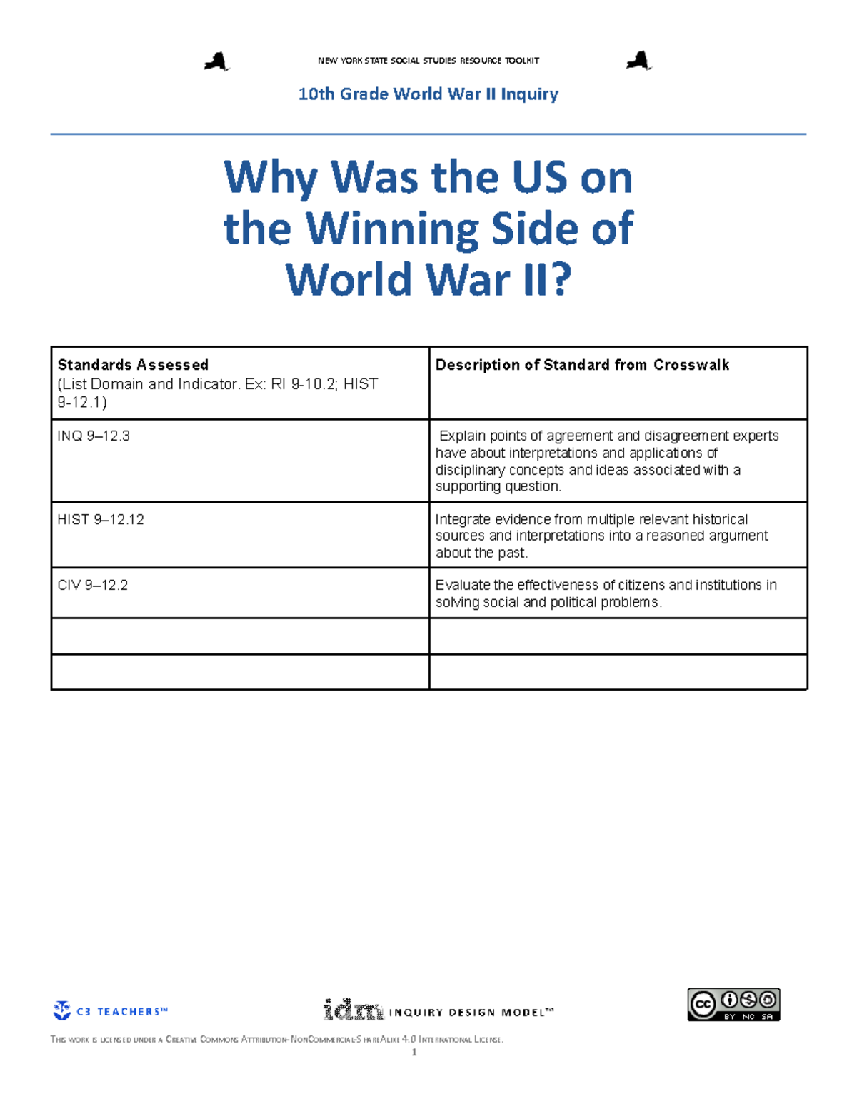US World War II Summative Assessment Students - 10th Grade World War II ...