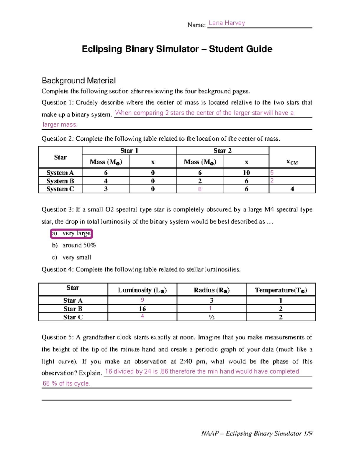 ECL 201 - Eclipsing Binary Simulator Lab 5: Student Guide - Studocu