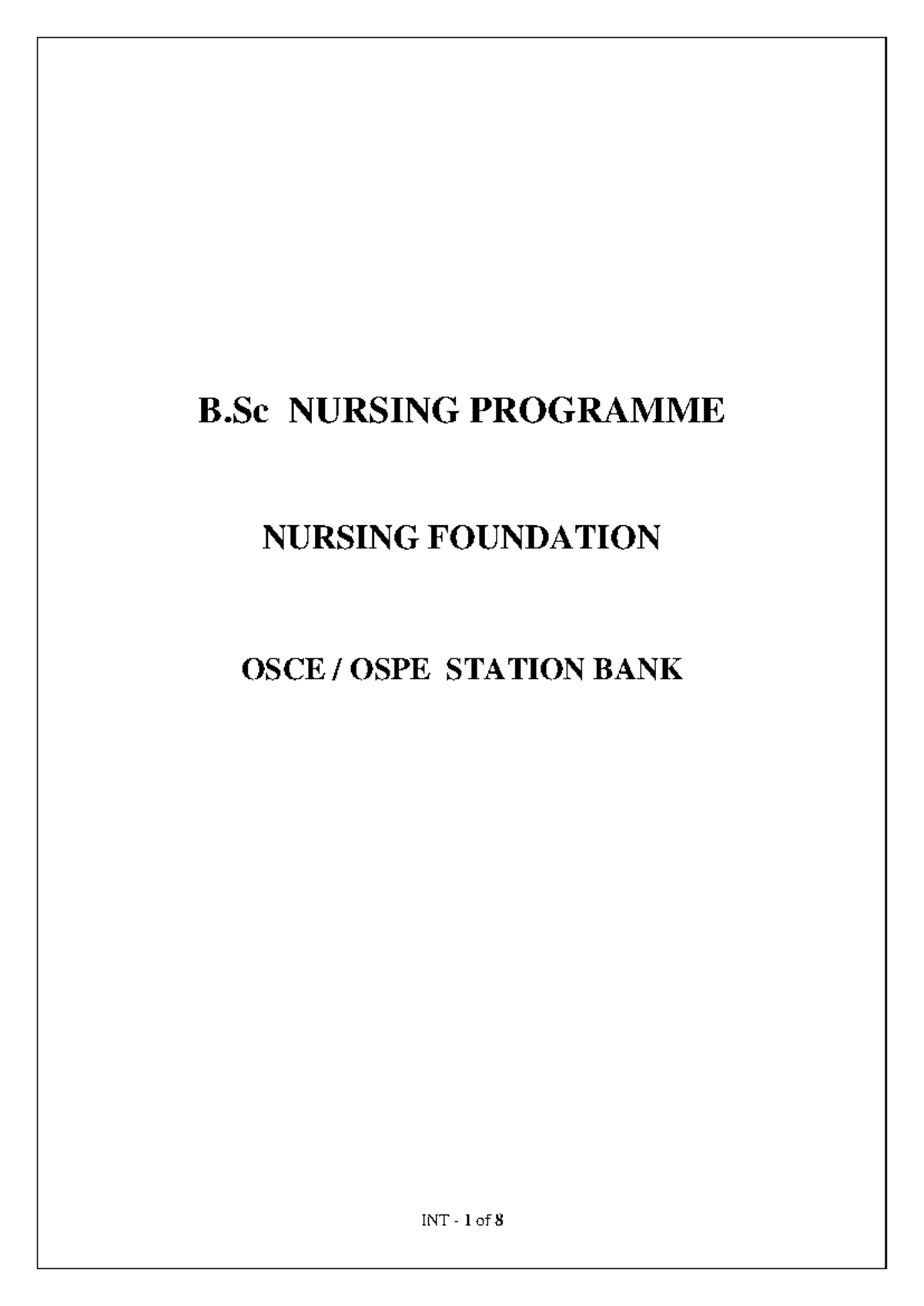OSPE - NF - Comprehensive OSCE Station Bank Compilation for Nursing ...