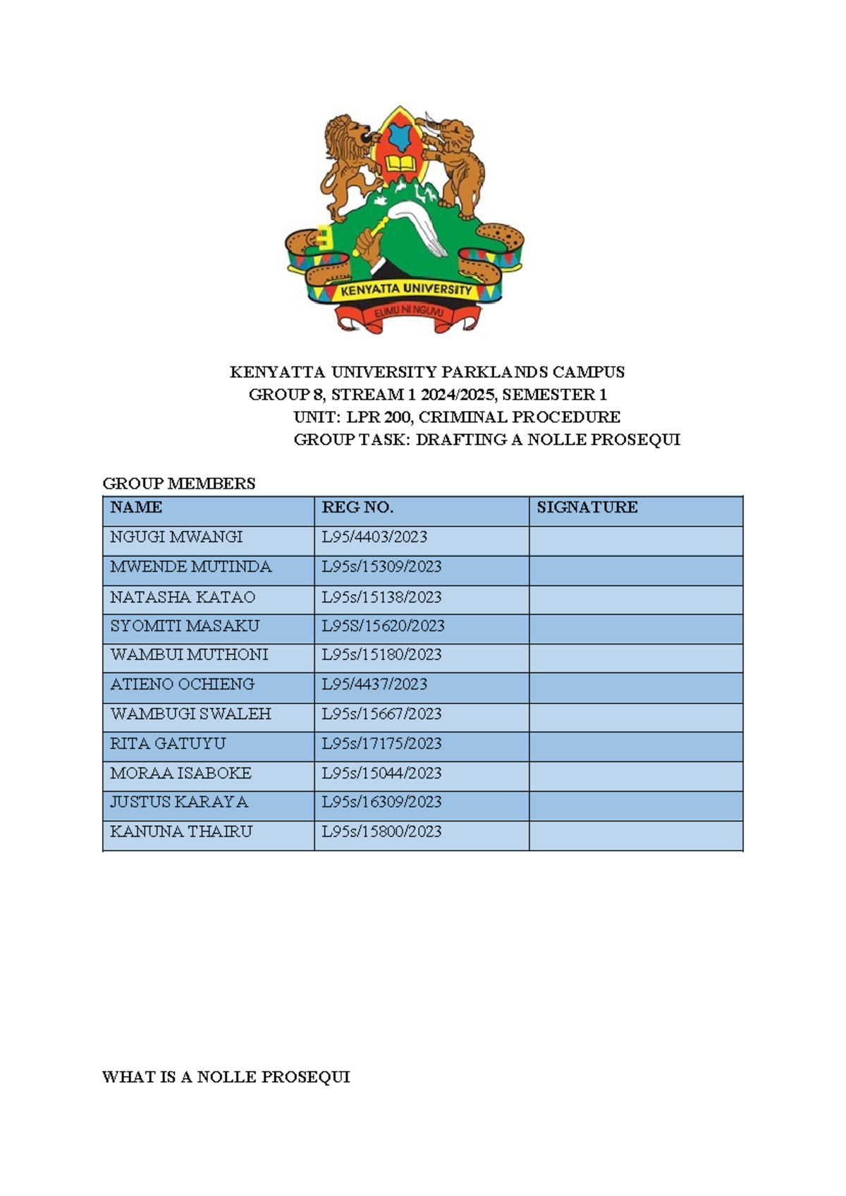 LPR 200 Group Task: Drafting a Nolle Prosequi for Semester 1 2024/2025 ...