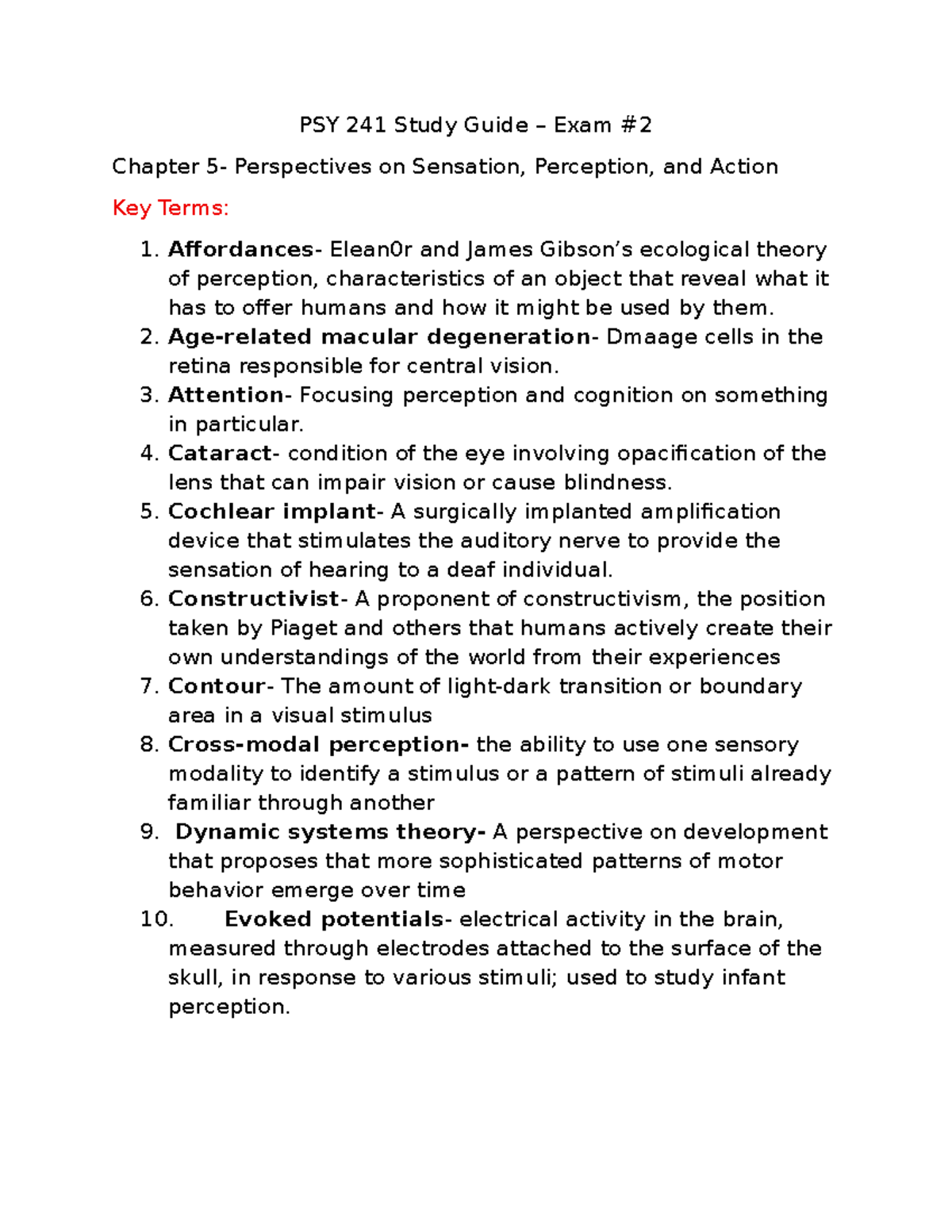 PSY 241 Study Guide: Key Terms for Developmental Psychology Exam #2 ...