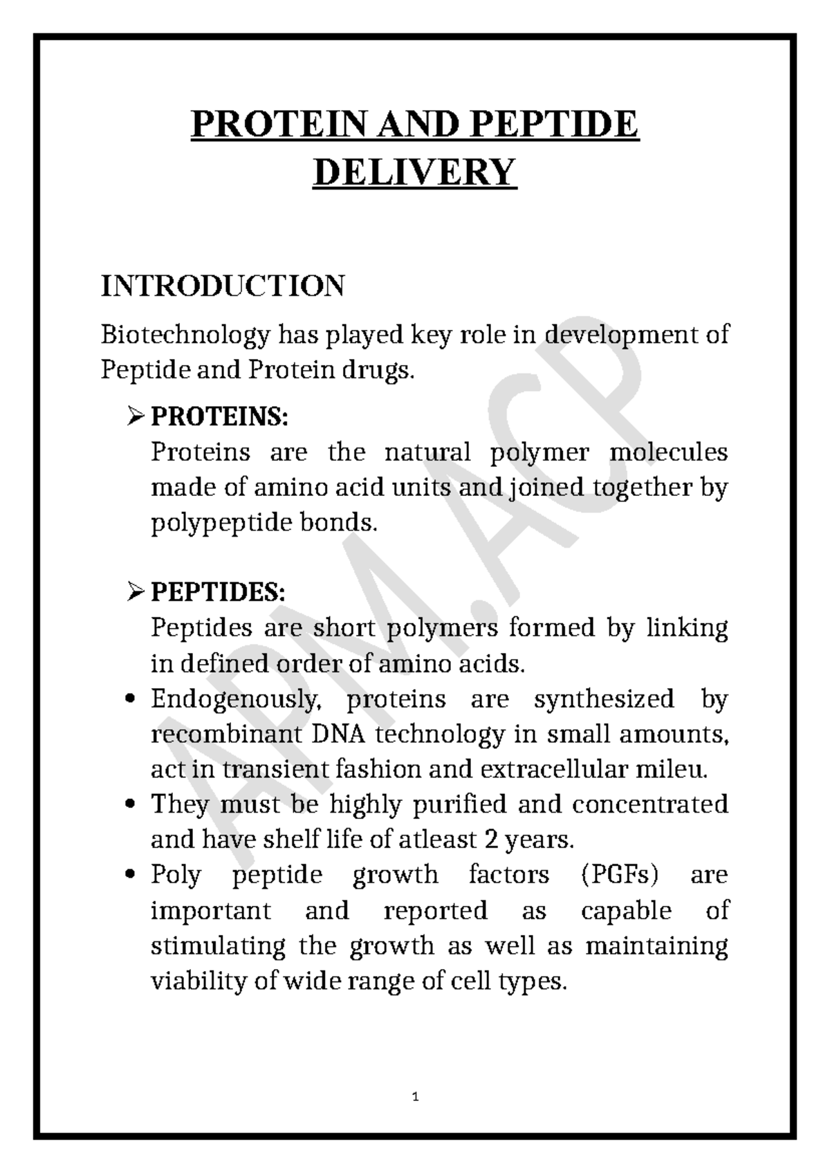 Protein and Peptide Drug Delivery Systems (Biotechnology Overview ...