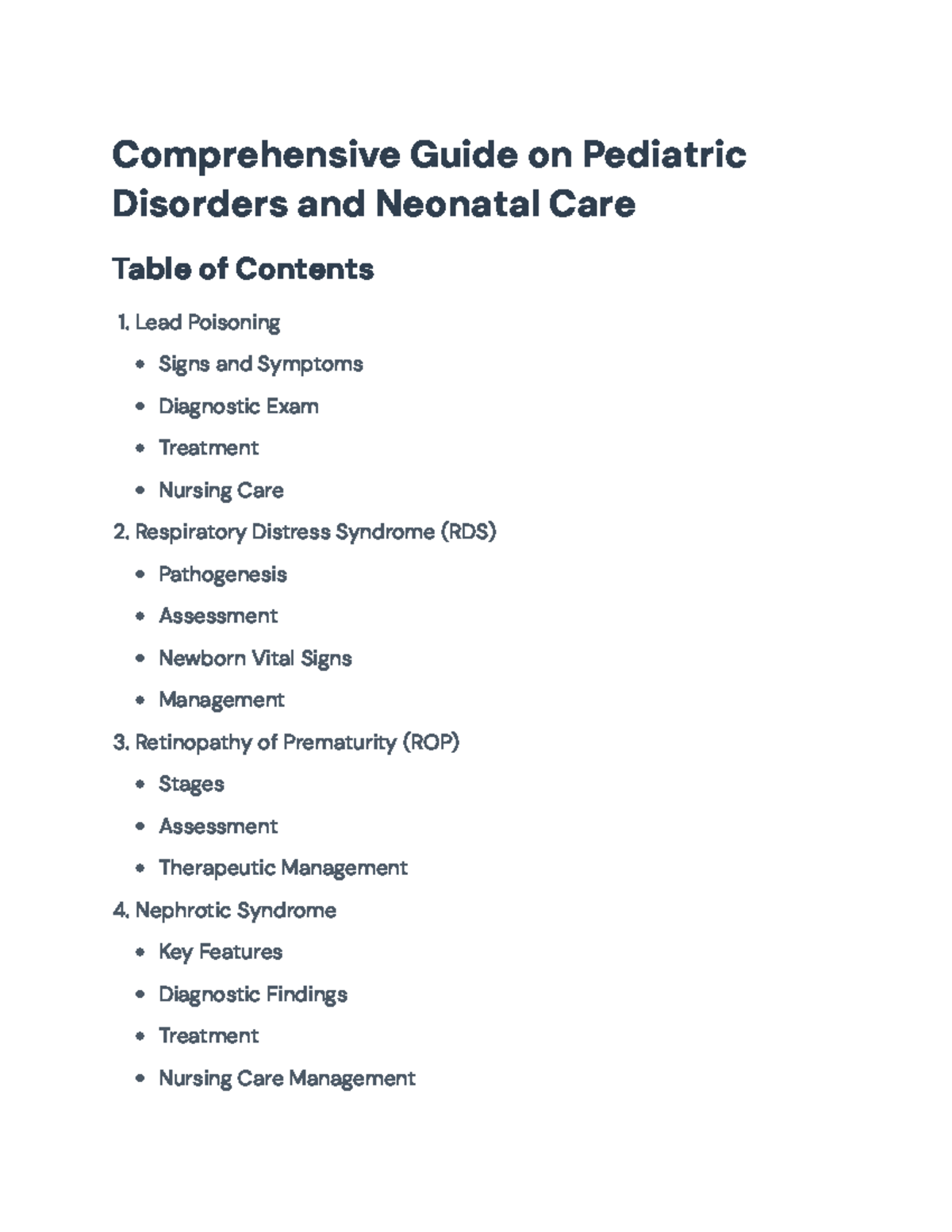 Pediatric Disorders & Neonatal Care: Signs, Symptoms, and Management ...