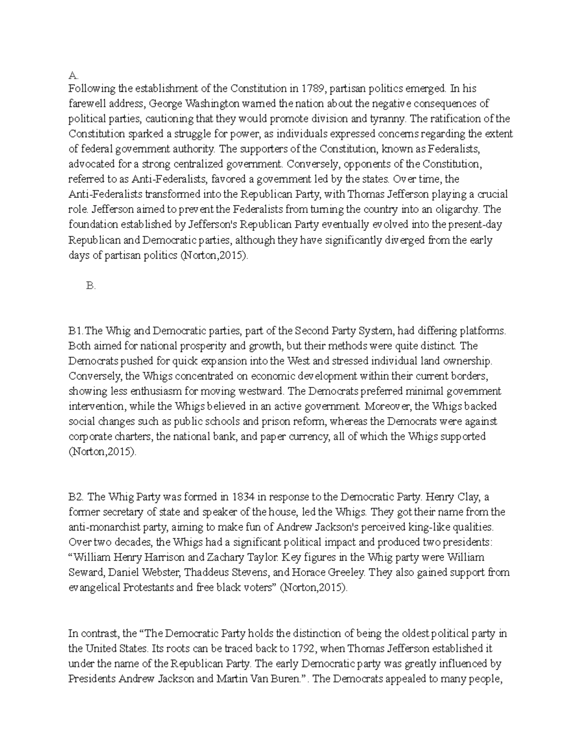 BVM HIST 201 - Task 2: The Evolution of US Political Parties and ...