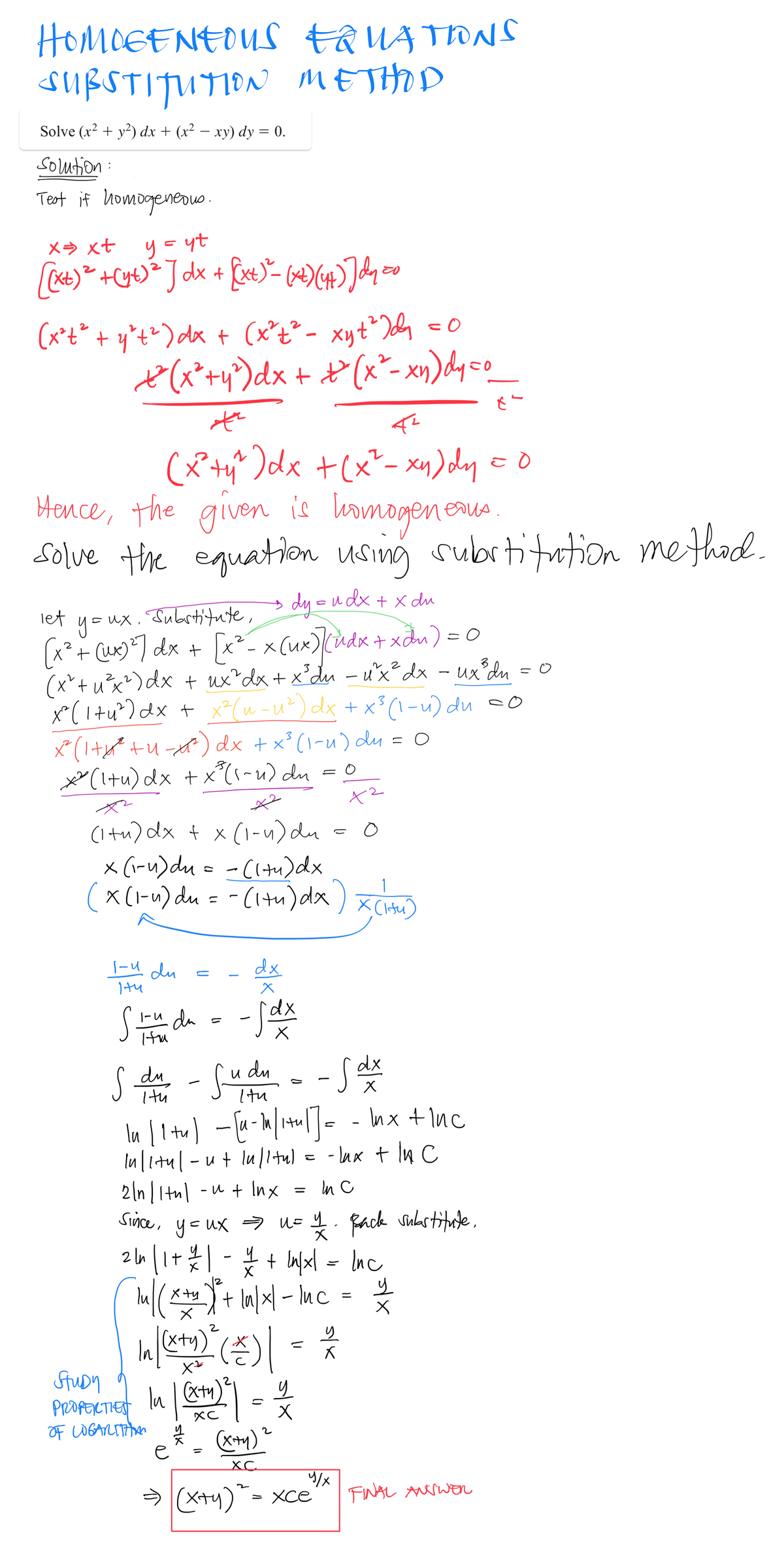 Homogeneous Equations - Substitution Method copy - BS Civil Engineering ...