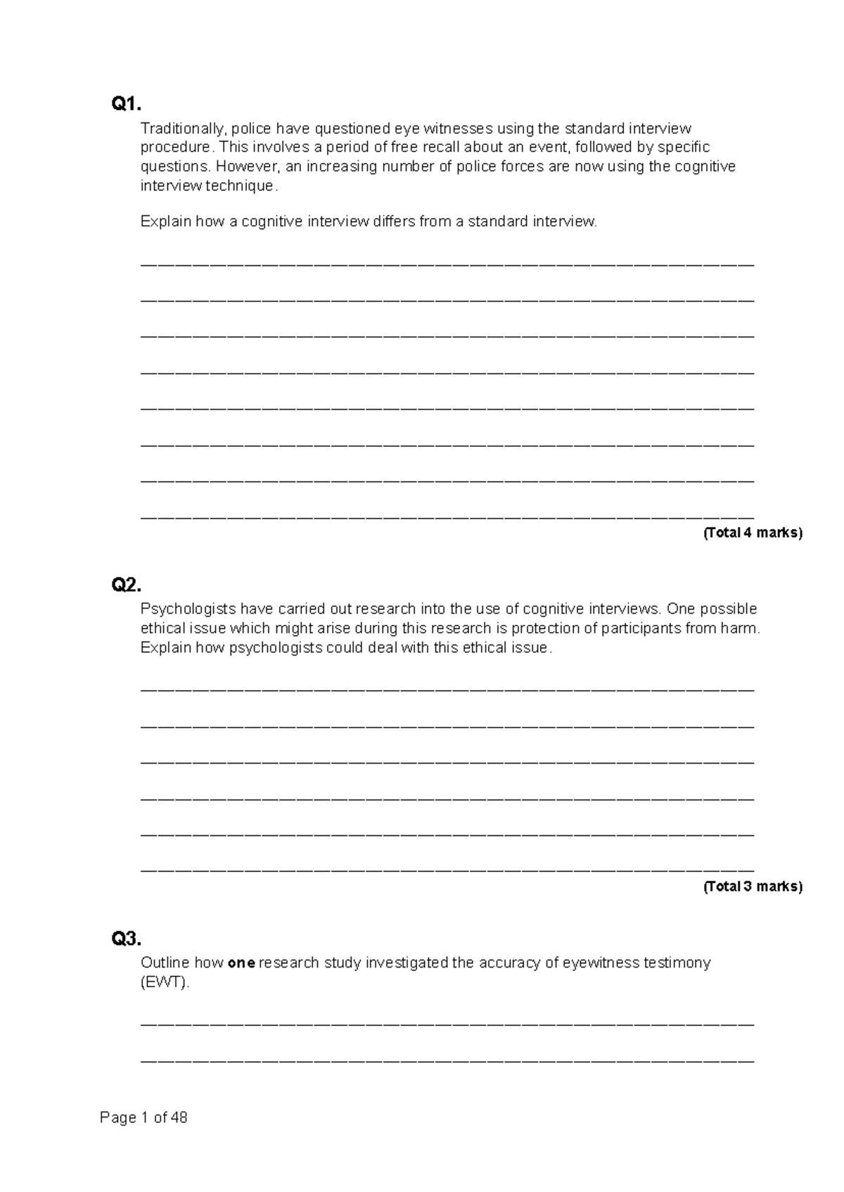 Psychology AQA - Interference & Retrieval Failure Explanations for ...