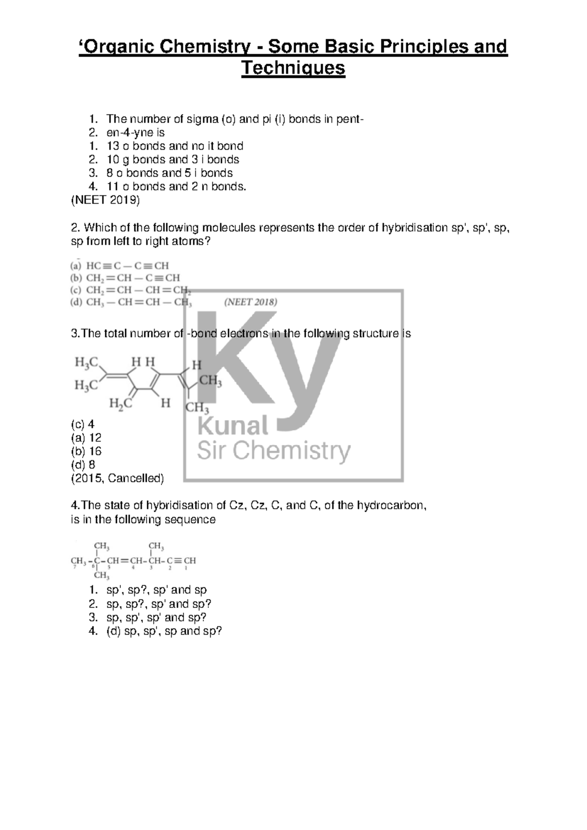 Chemistry GOC N2 - PYQs and Basic Principles Review - Studocu