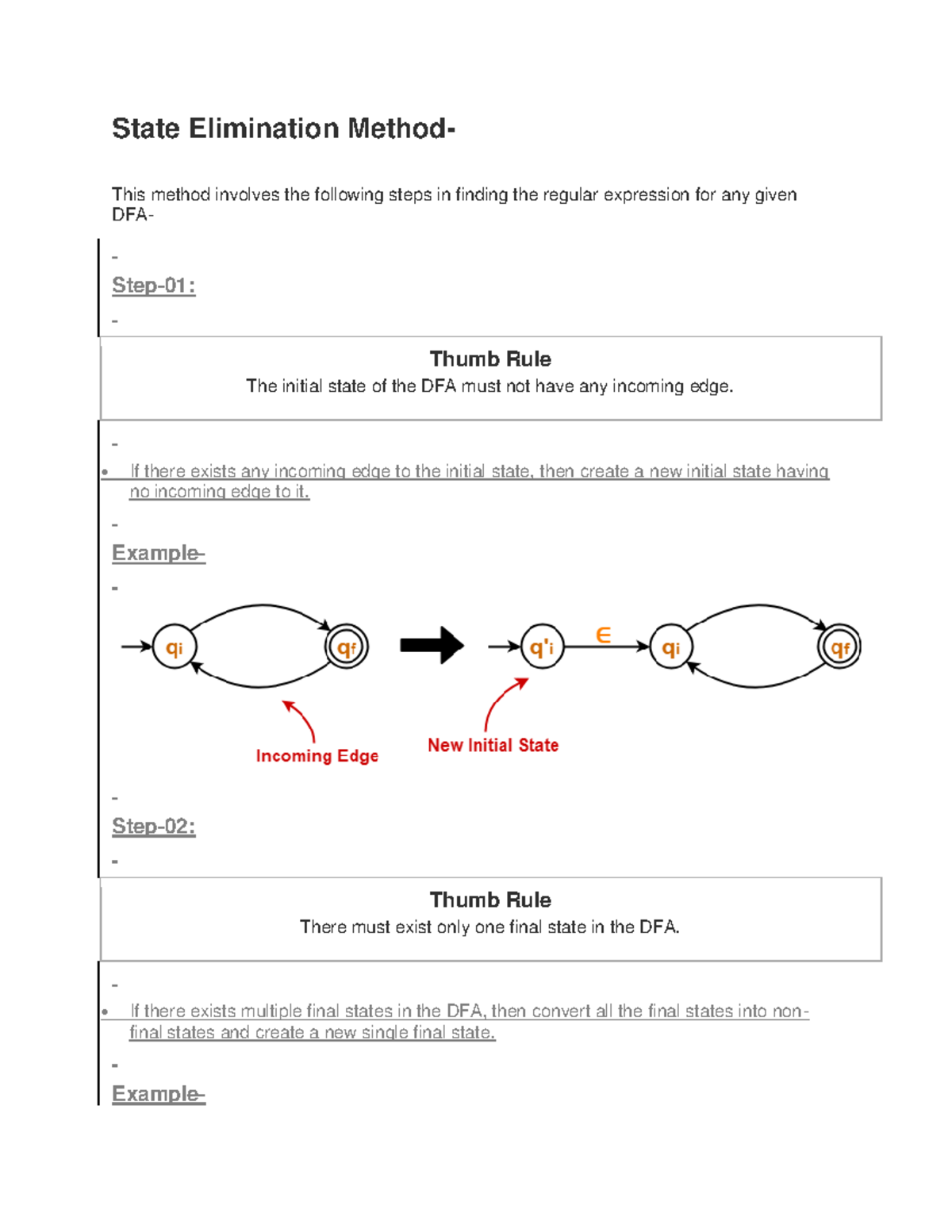 State Elimination Method for Regular Expression from DFA - Studocu