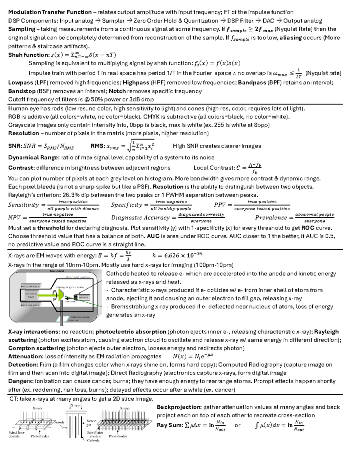 Crib Sheet 2 - Modulation Transfer Function – relates output amplitude ...