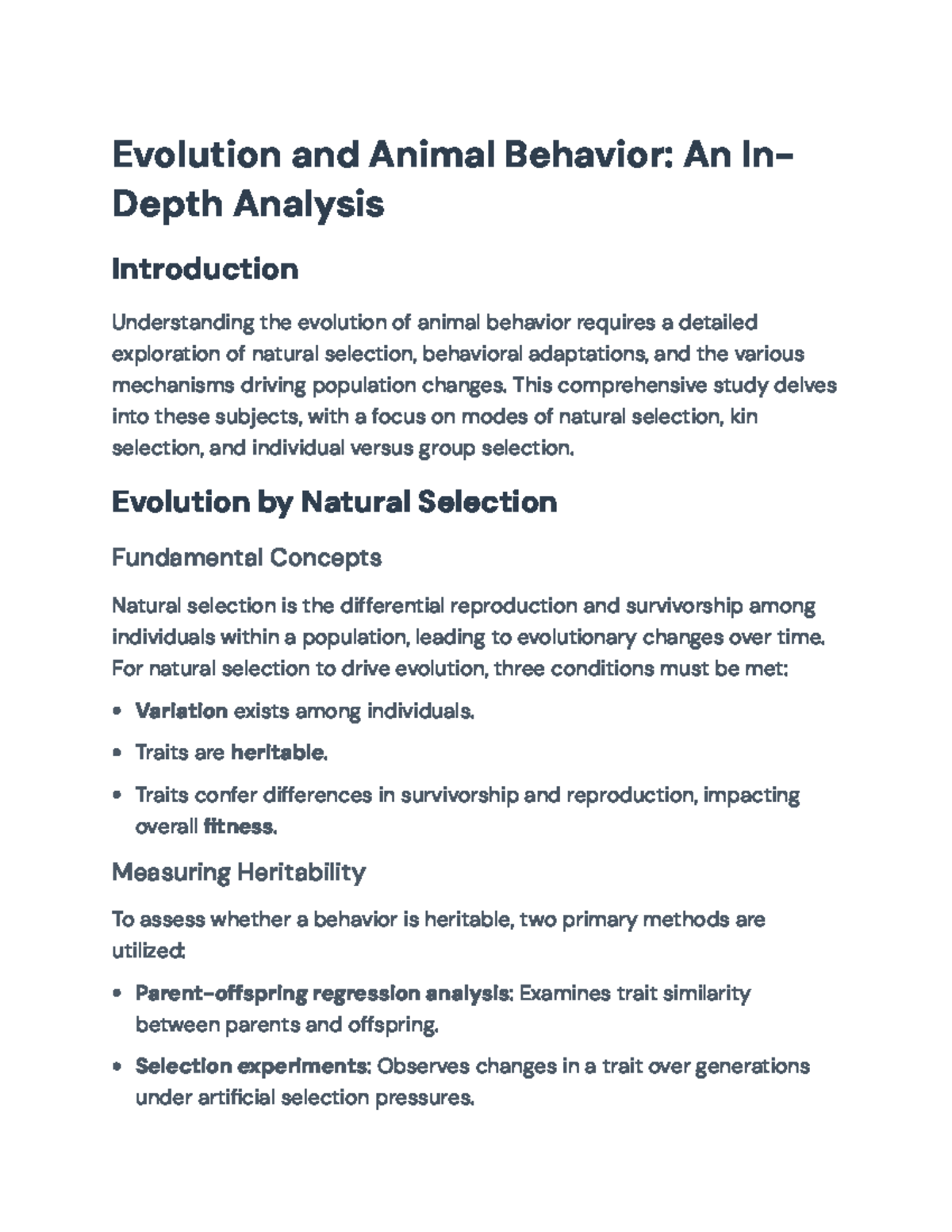 Evolution and Animal Behavior: In-Depth Analysis of Natural Selection ...