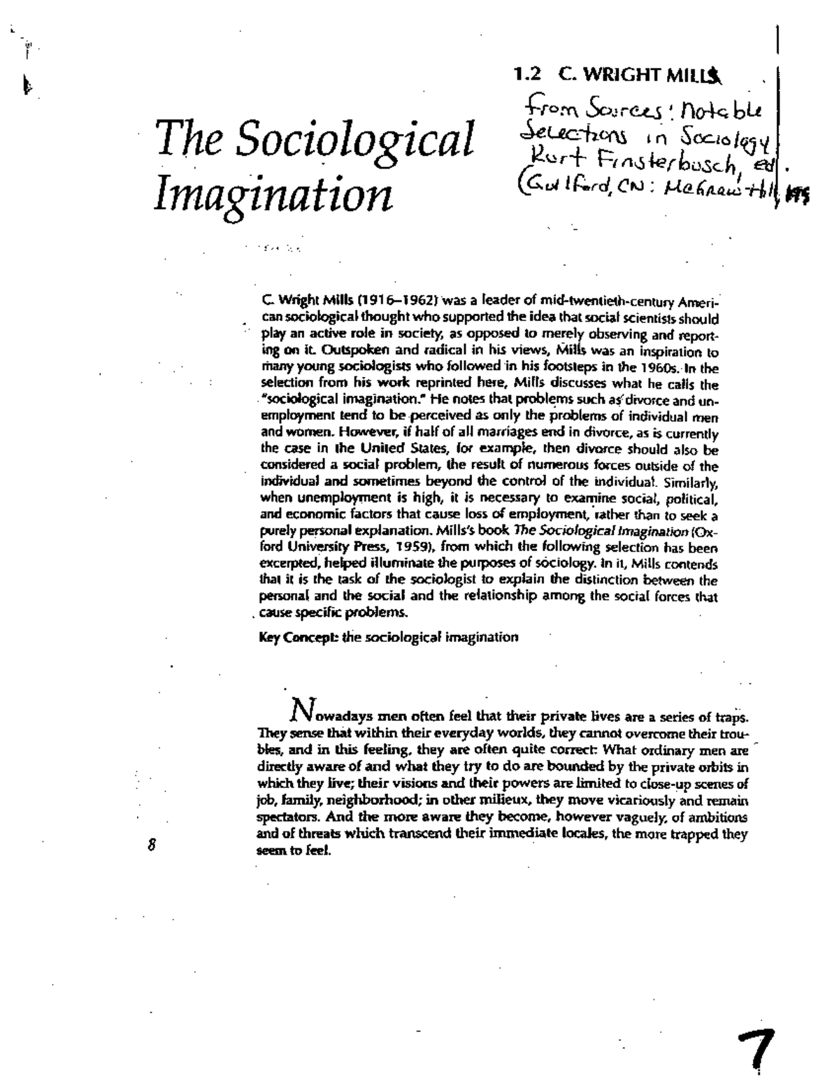 Wright Mills: Sociological Perspectives and Theories Explained - 1 C ...