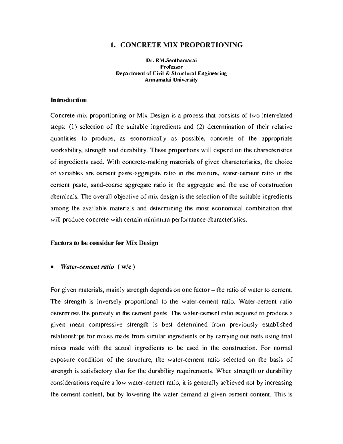 Concrete Mix Proportioning Techniques for Civil Engineering (CSE 101 ...