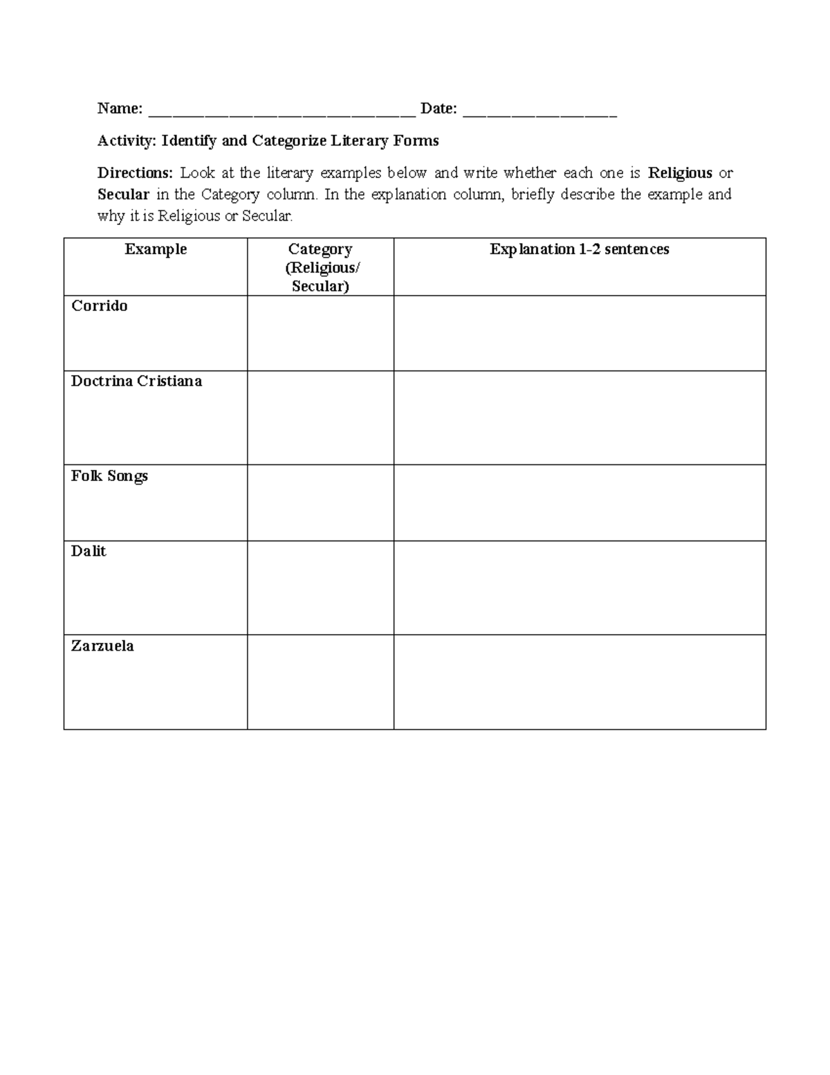 Activity for spanish colonization - Bachelor of Secondary Education ...
