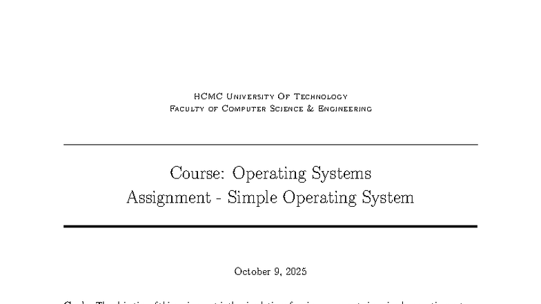 Operating Systems (CS101) Assignment: Simple OS Simulation - Studocu
