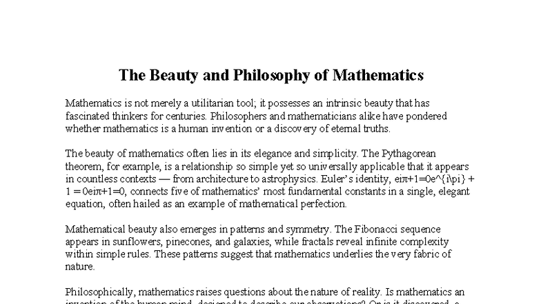 14. The Beauty and Philosophy of Mathematics - The Beauty and ...