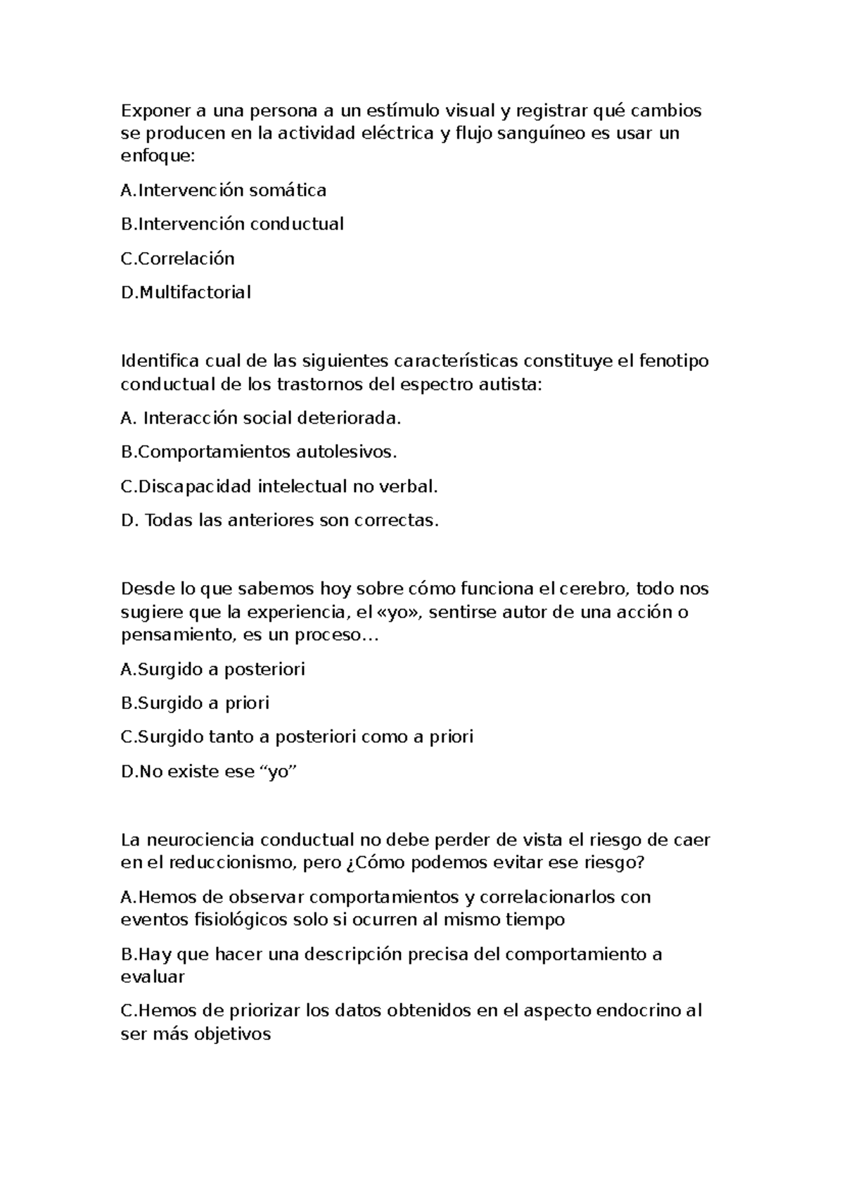 Examen Final de Neurociencia Conductual 15-06-2025 - Studocu