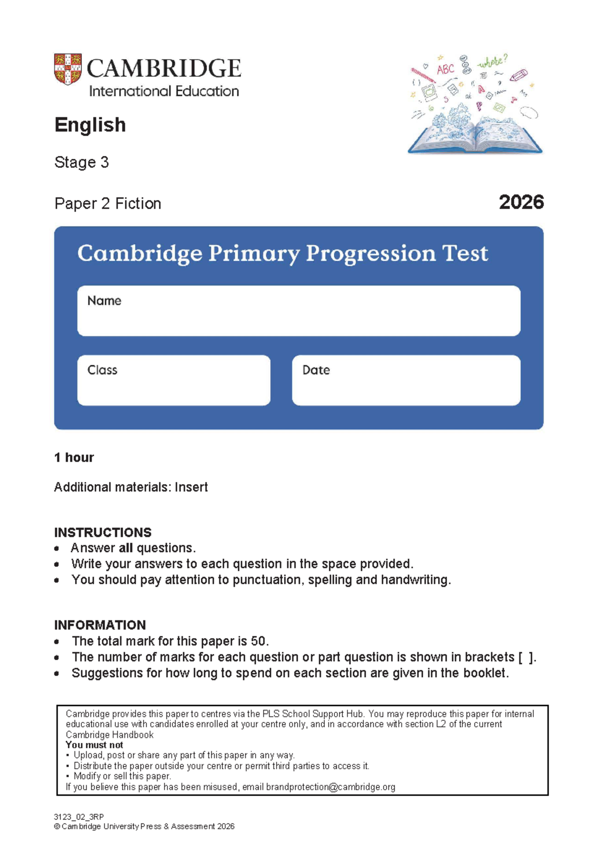 English Stage 3 Paper 2: Fiction Exam 2026 - 1 Hour - Studocu