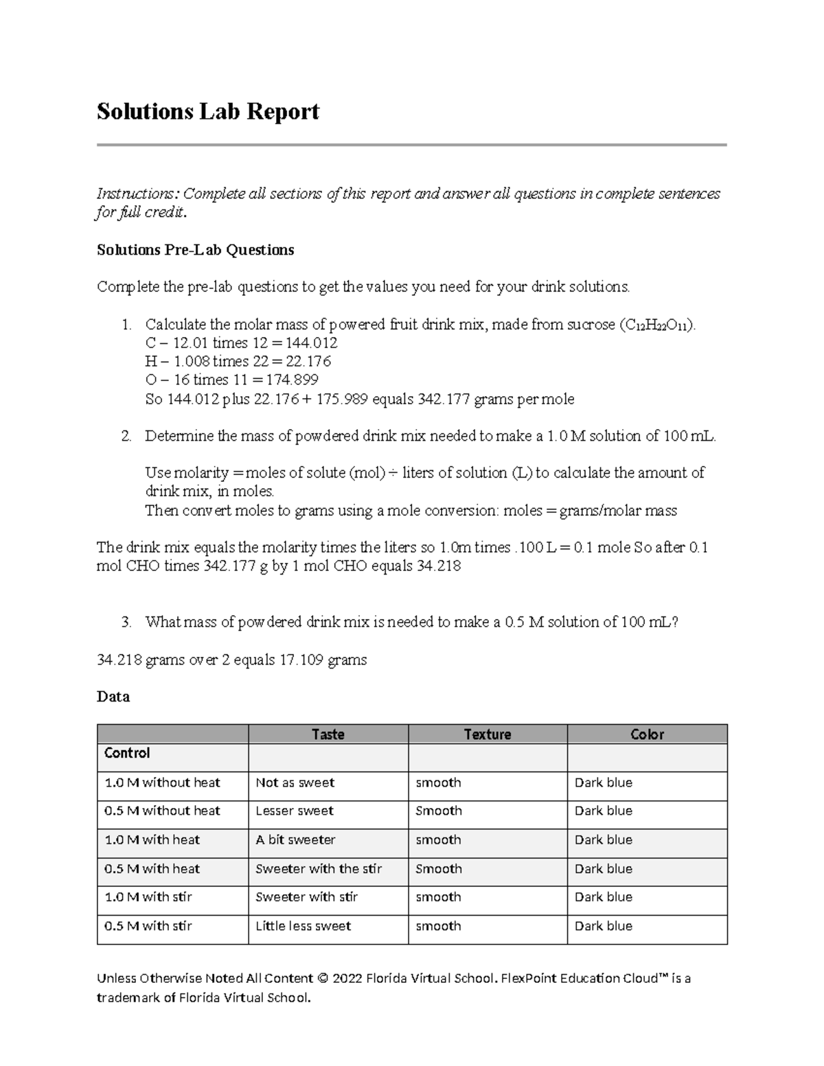 Lab Report: Investigating Solubility Factors in Drink Solutions (08 03 ...