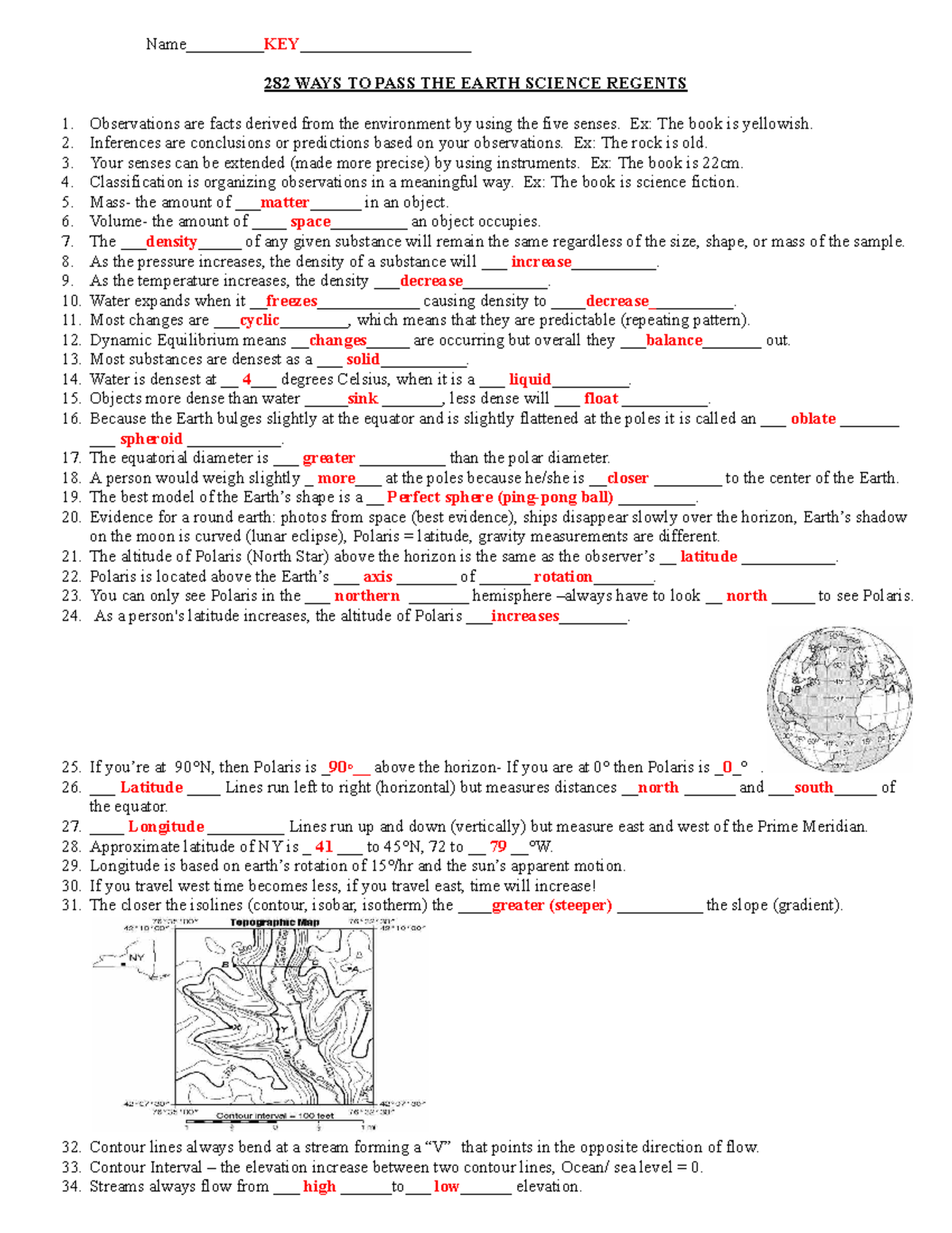 282 Ways to Pass the Earth Science Regents Exam - Study Guide - Studocu