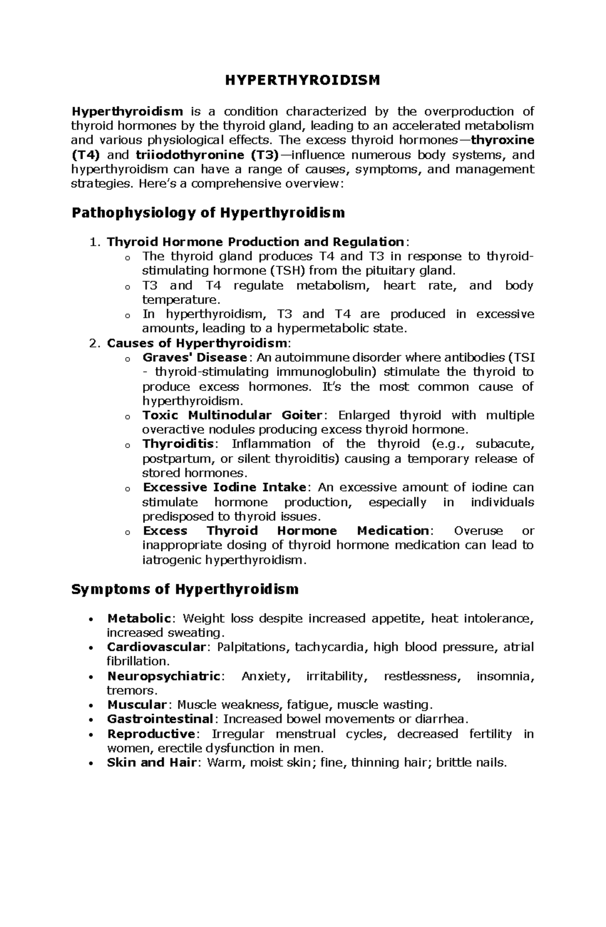 Hyperthyroidism - Analysis - HYPERTHYROIDISM Hyperthyroidism is a ...